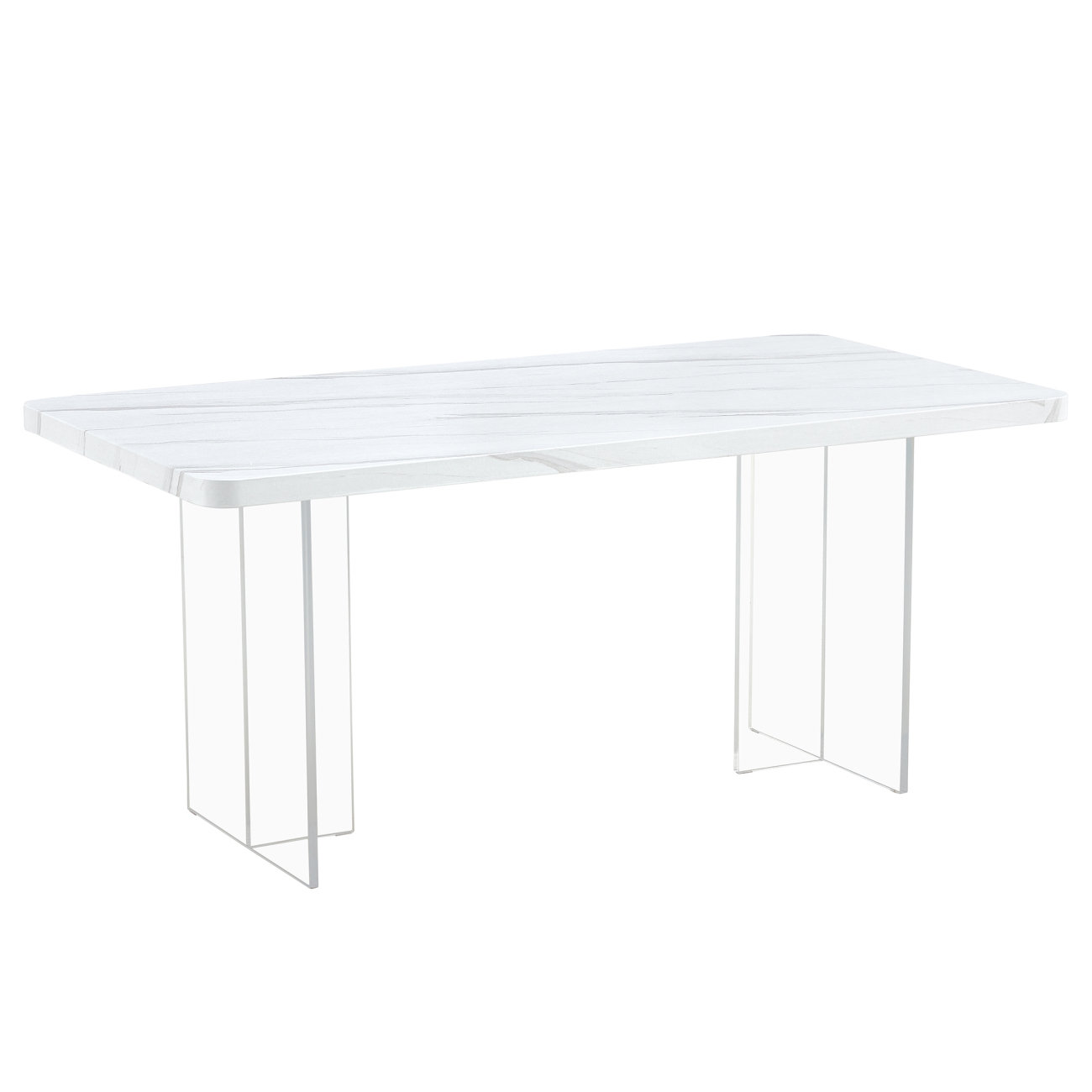 Ivy Bronx Minimalistdining Table, Striped MDF Tabletop, Acrylic Table ...