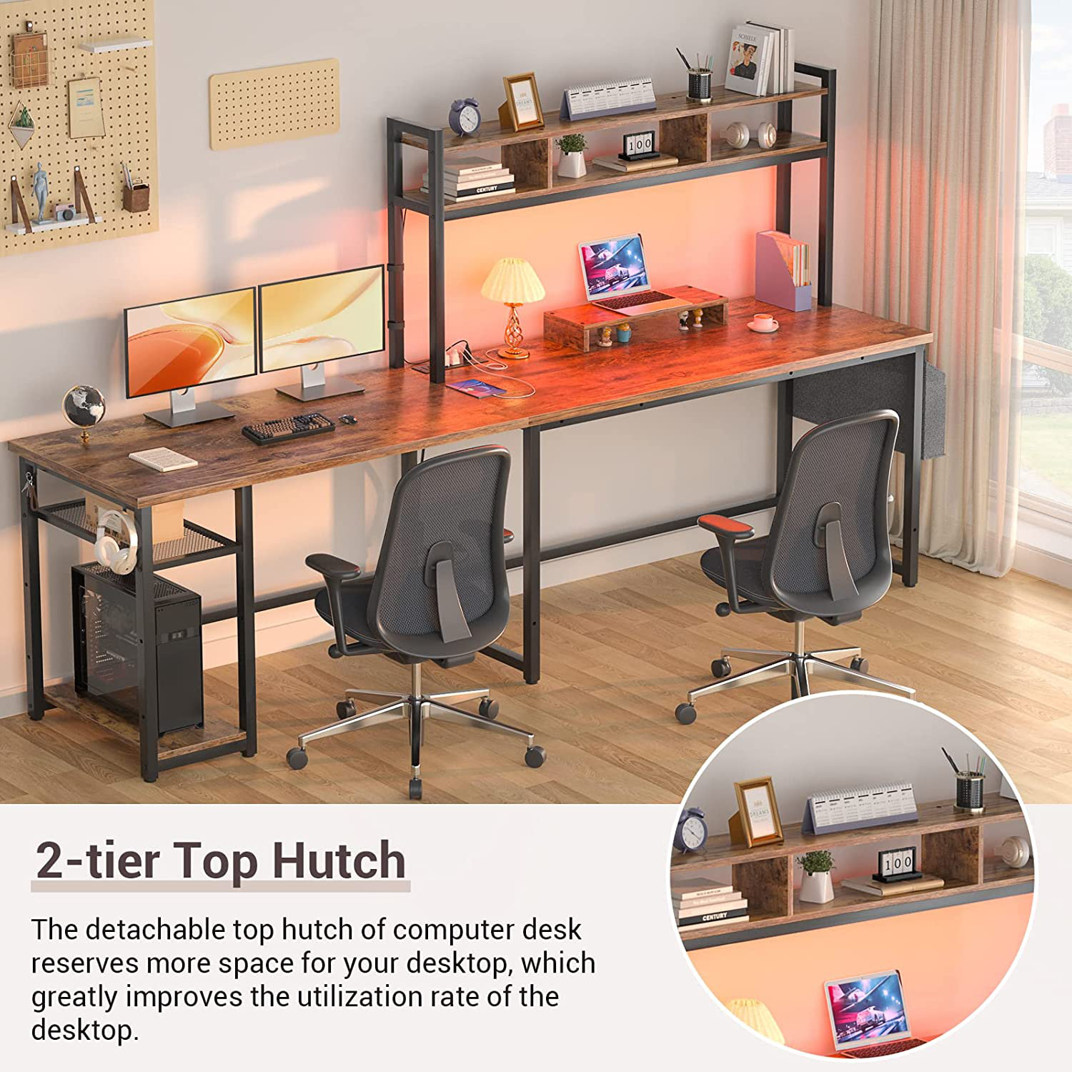 Wrought Studio™ Steinber L Shaped Desk with Hutch & Monitor Stand, Home ...