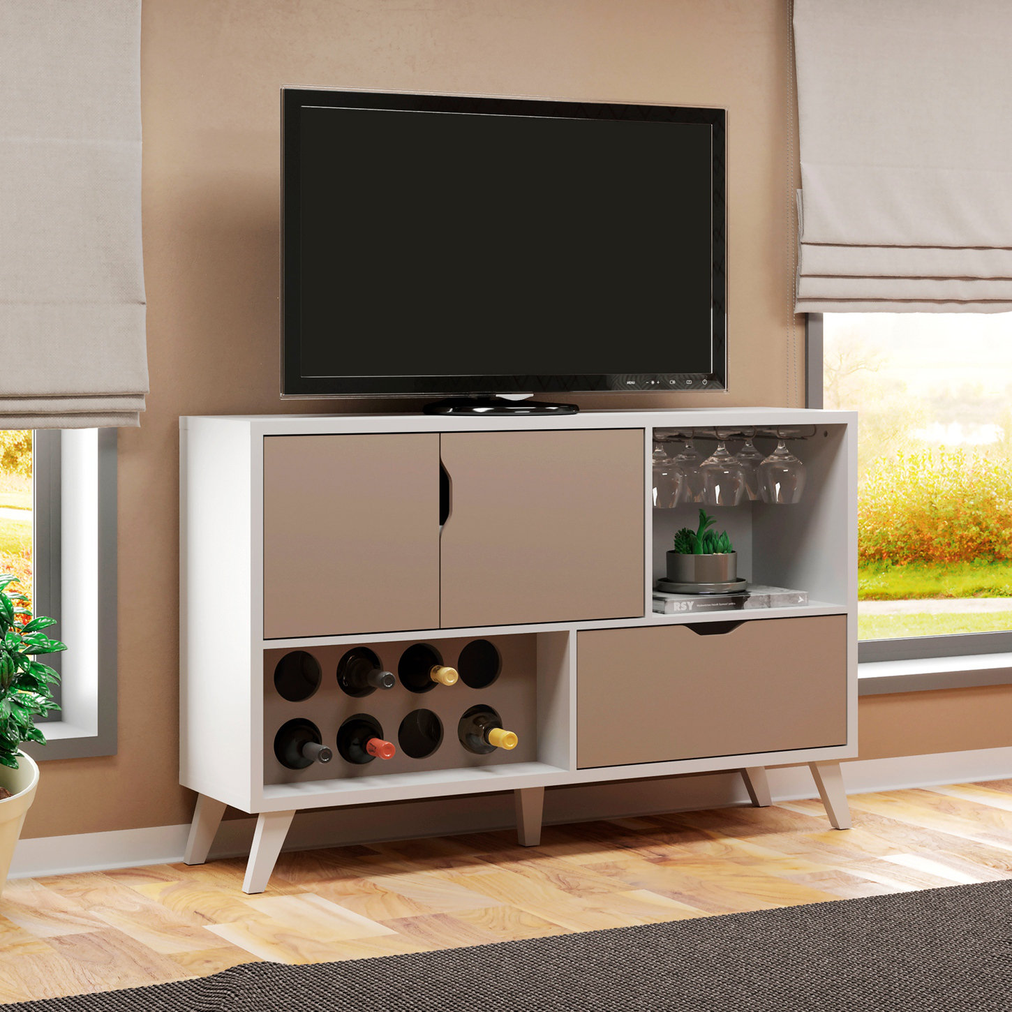 George Oliver Chatavia Solid Wood Accent Cabinet | Wayfair