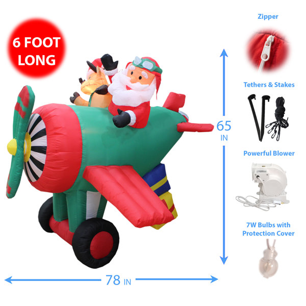 The Holiday Aisle® 6 Foot Long Lighted Animated Christmas Inflatable ...