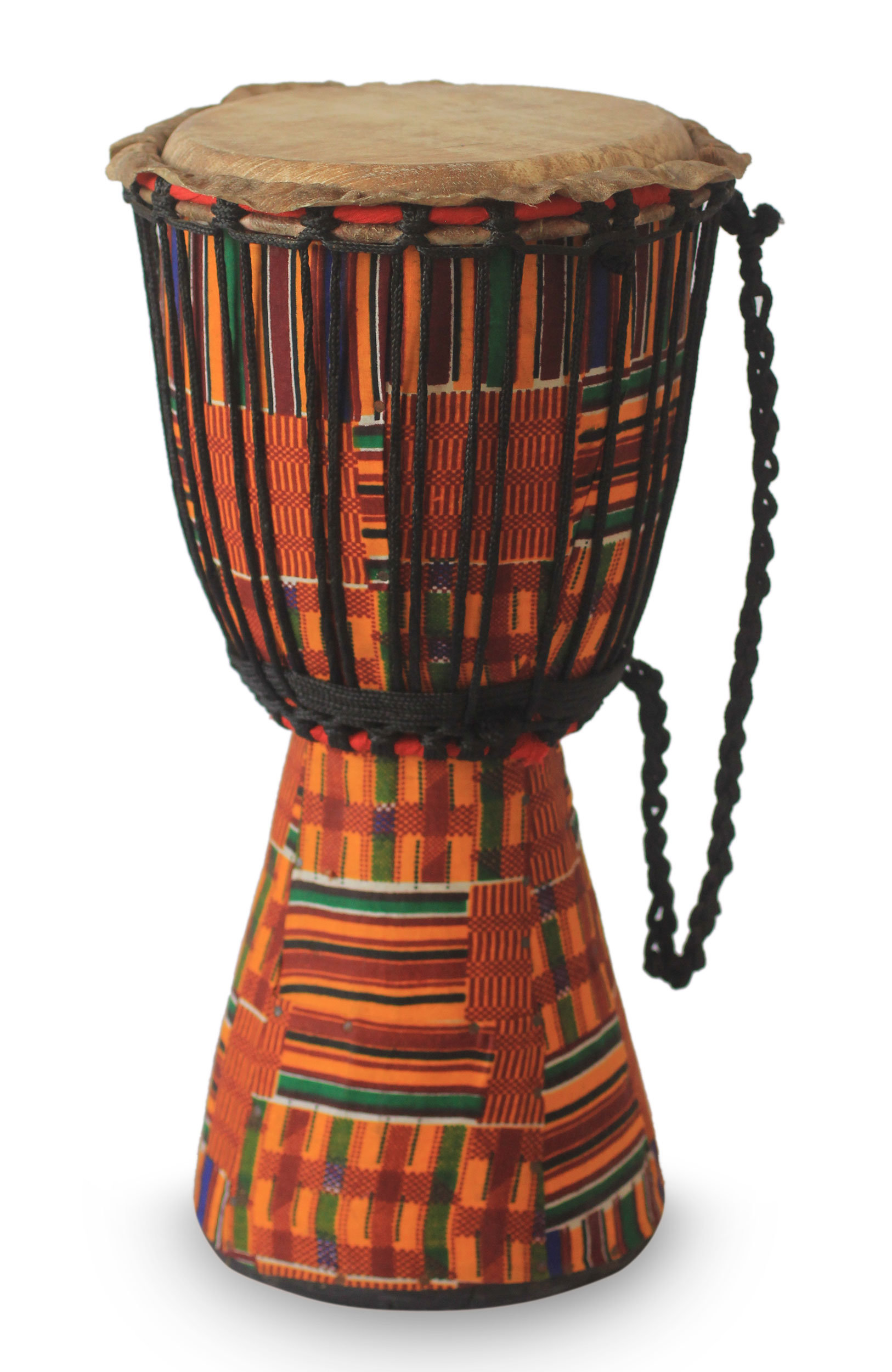 Novica Decorative African Kente Authentic African Djembe Drum with ...