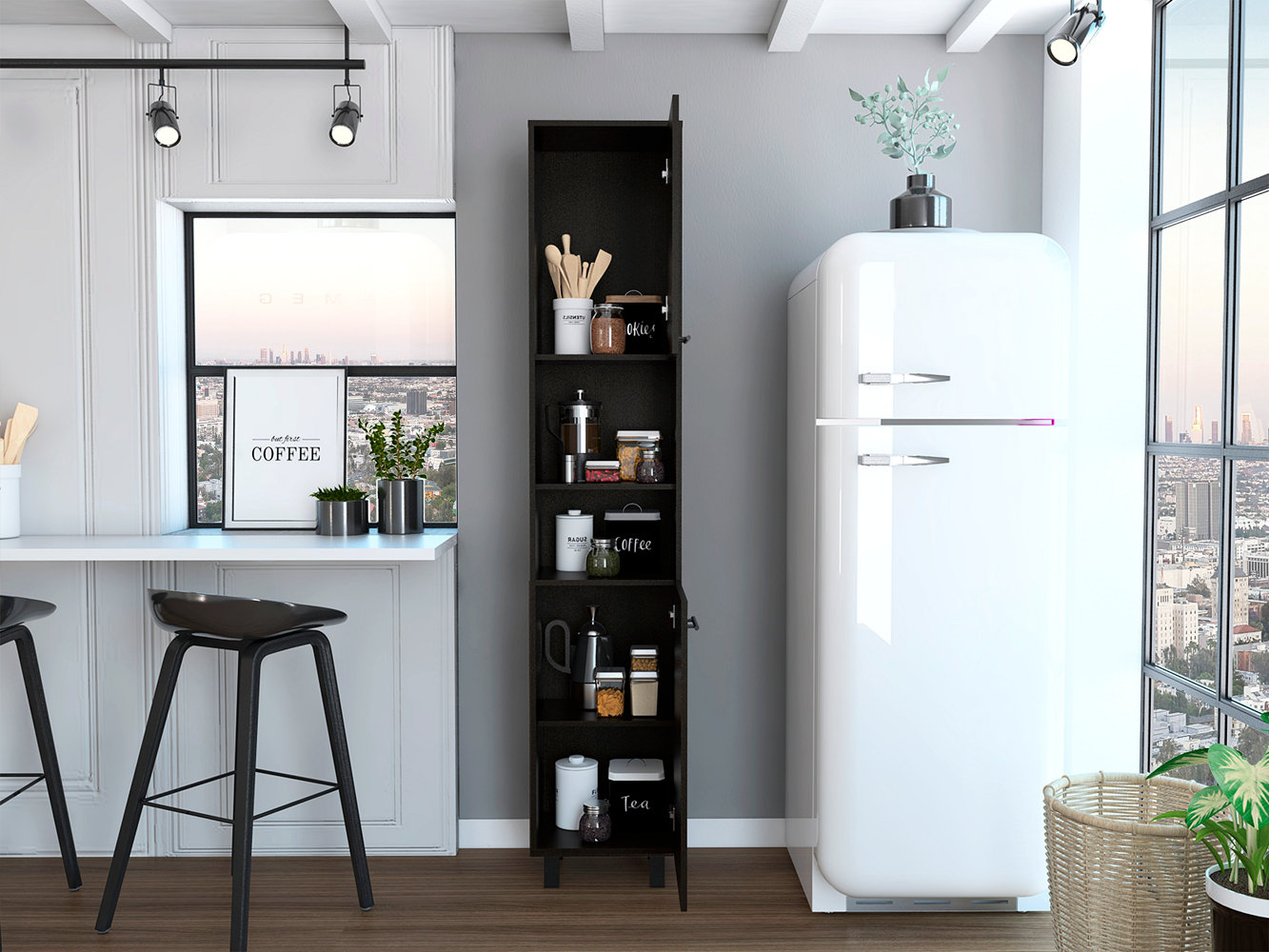 Latitude Run® 2-Shelf Rectangle Pantry Cabinet Wengue - Wayfair Canada