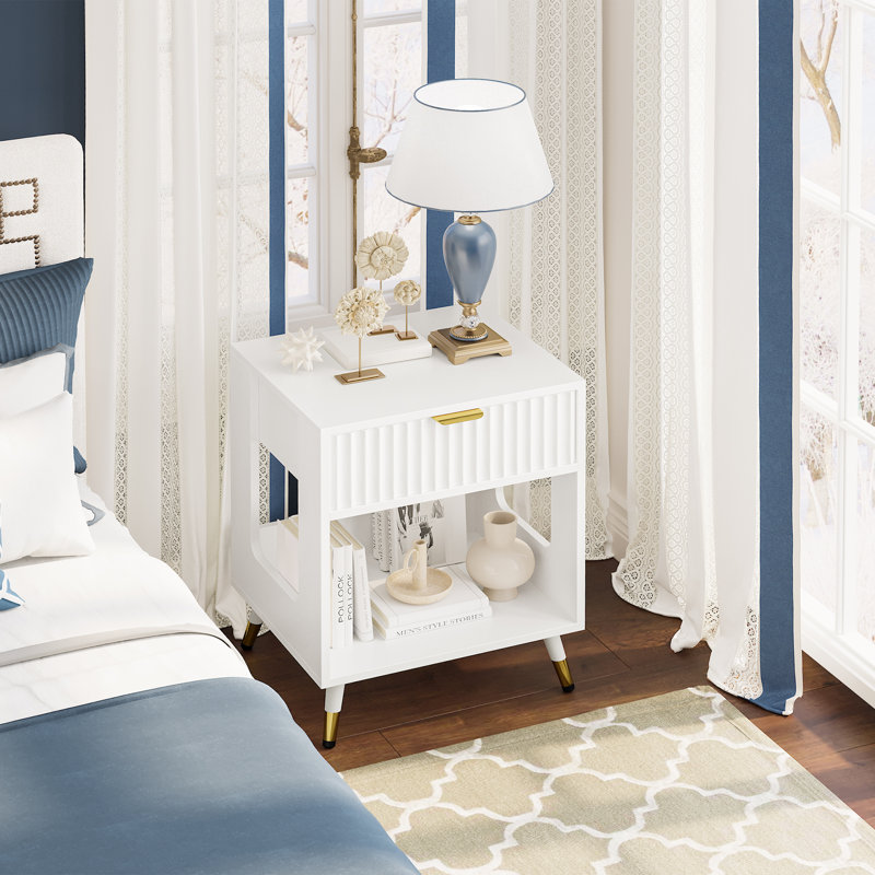 Mercer41 17.7'' × 15'' Night Stand With 1 Drawer & 1 Shelf, Wooden ...