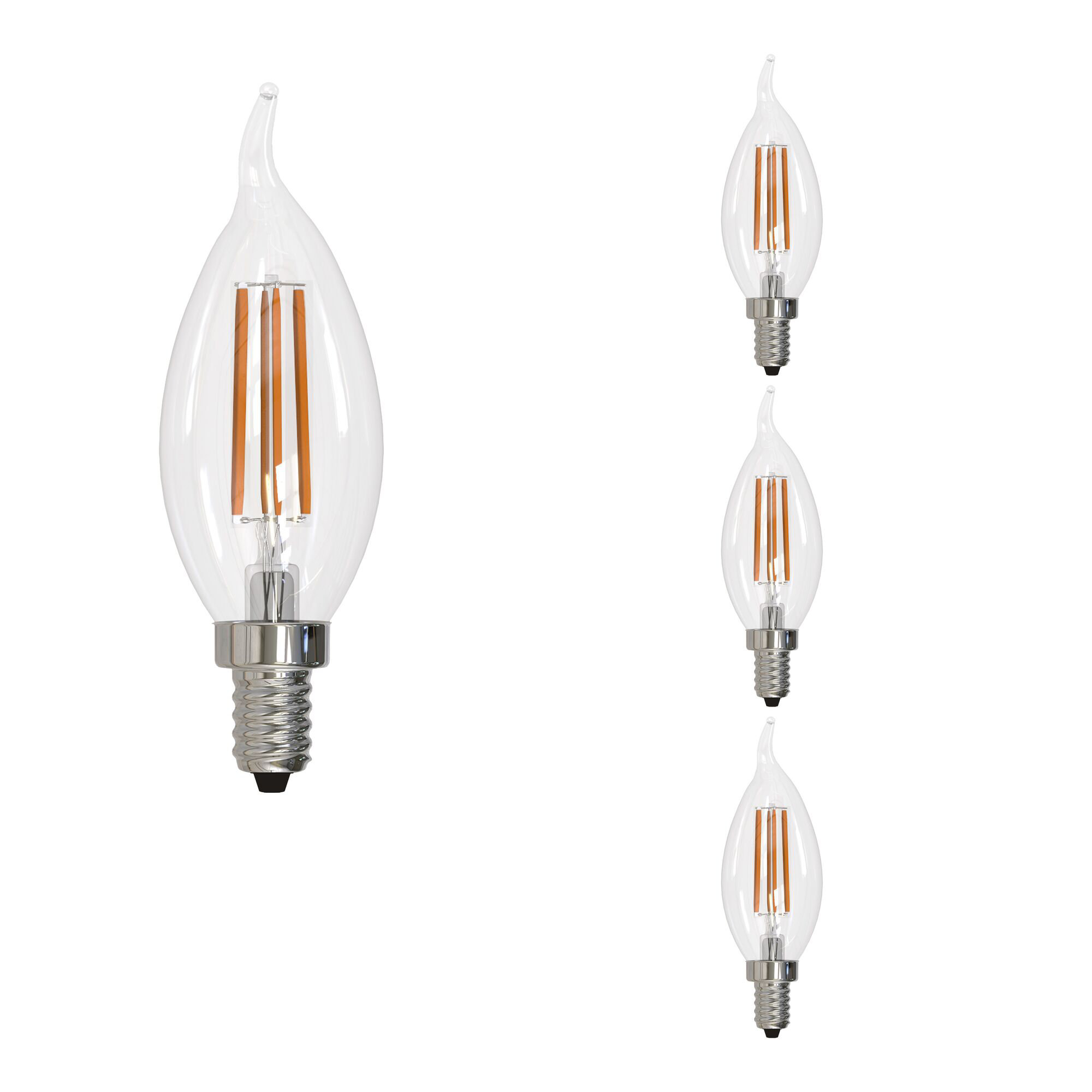 Bulbrite Industries LED Filament Pack of (4) 6.5 Watt Dimmable CA10 Light Bulbs with Candelabra ...