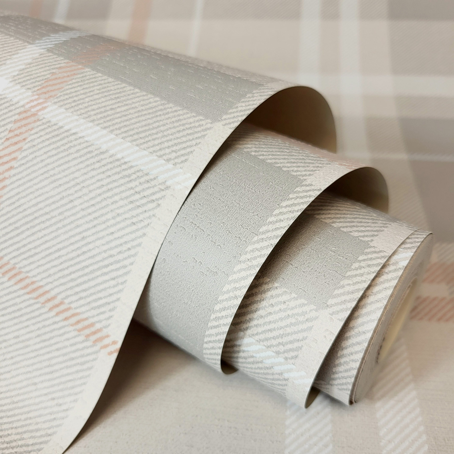 Fine Décor Hester Light Grey Plaid Wallpaper | Wayfair