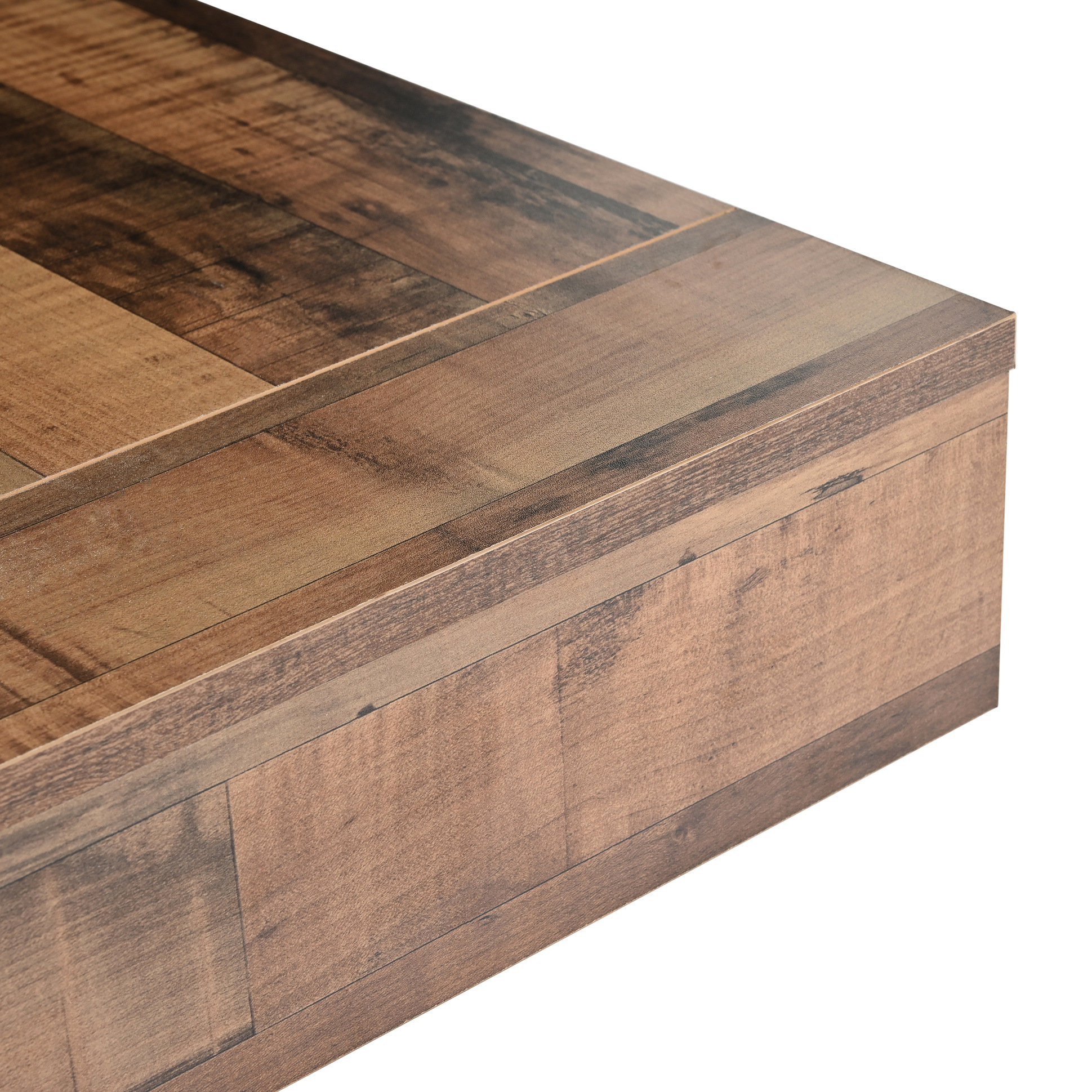 Latitude Run® 31.4'' Square Rustic Table With Led, Brown Spliced Wood ...