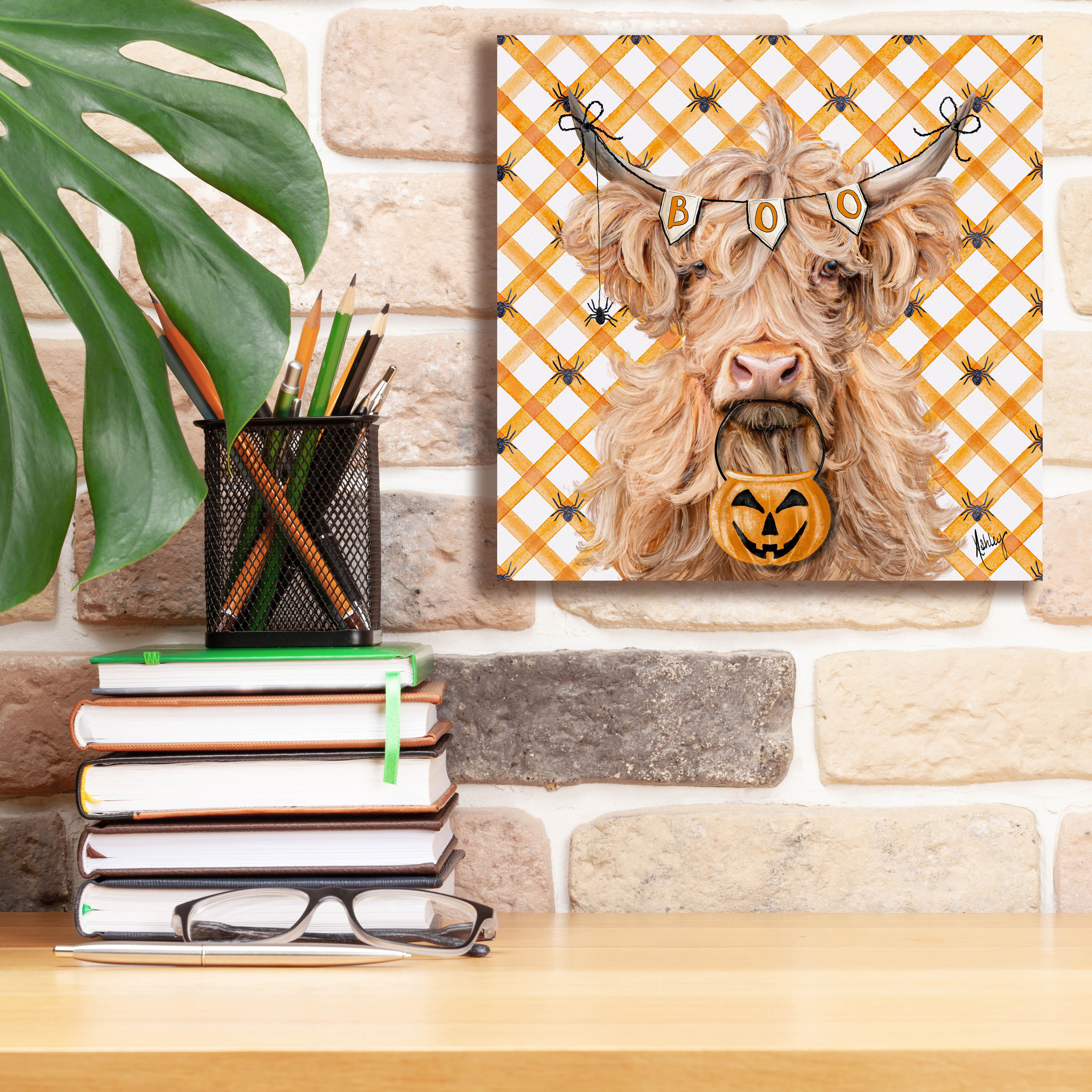 The Holiday Aisle® 'Halloween Highland Cow' by Ashley Bradley Canvas ...