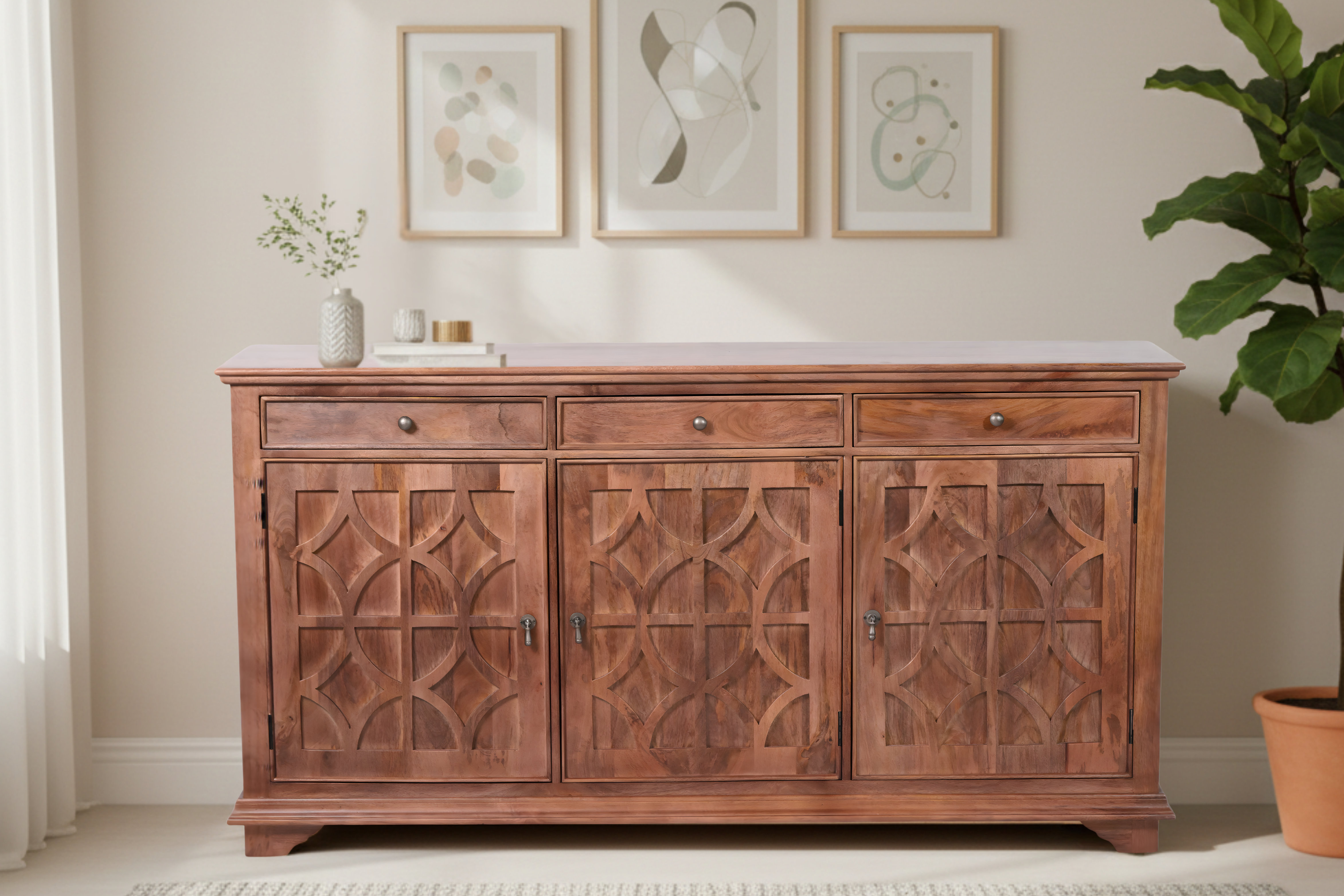 Corrigan Studio Verona 3 Door Sideboard Light Walnut - Wayfair Canada