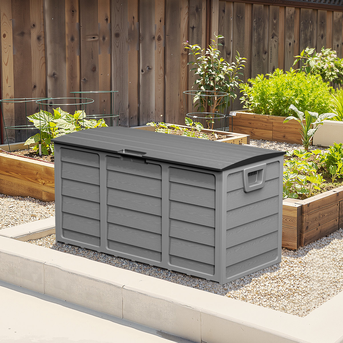 SUNCROWN Deck Box 75 Gallons Water Resistant Resin Lockable Deck Box ...