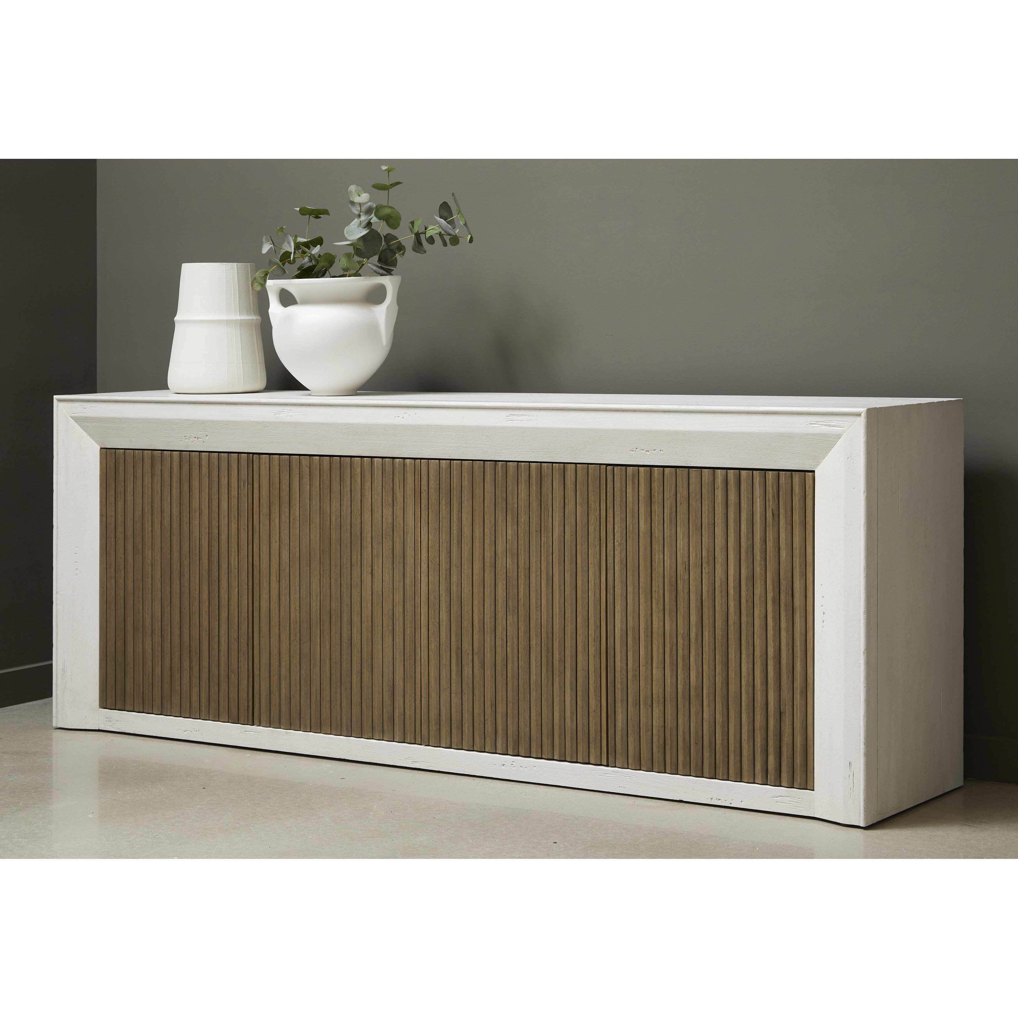 Pulaski Furniture Two-Tone 4 Door Storage Console in White and Brown ...