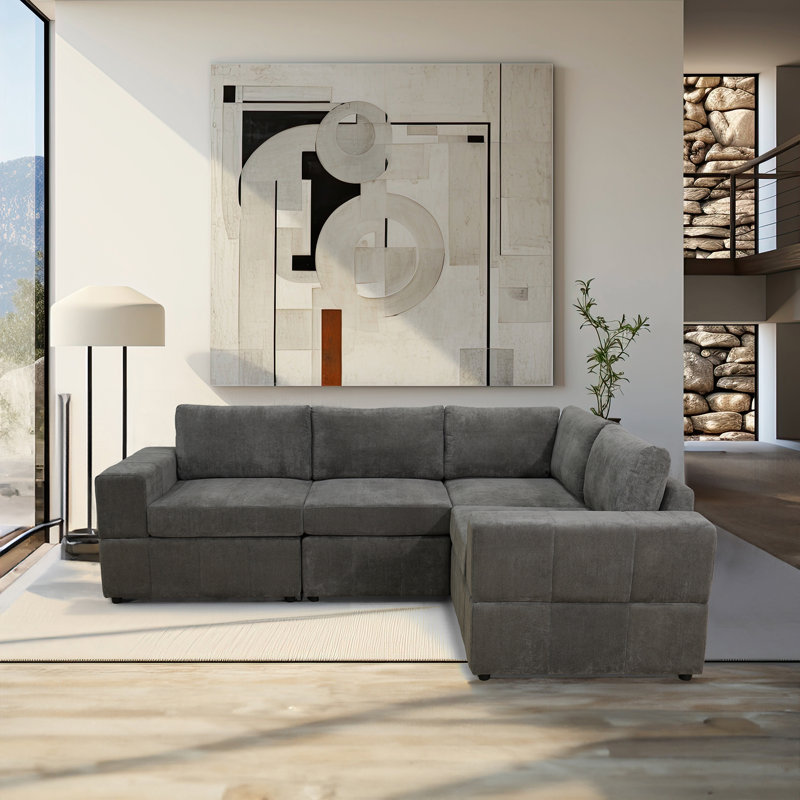 Wade Logan® Benone 4 - Person Upholstered Sectional | Wayfair