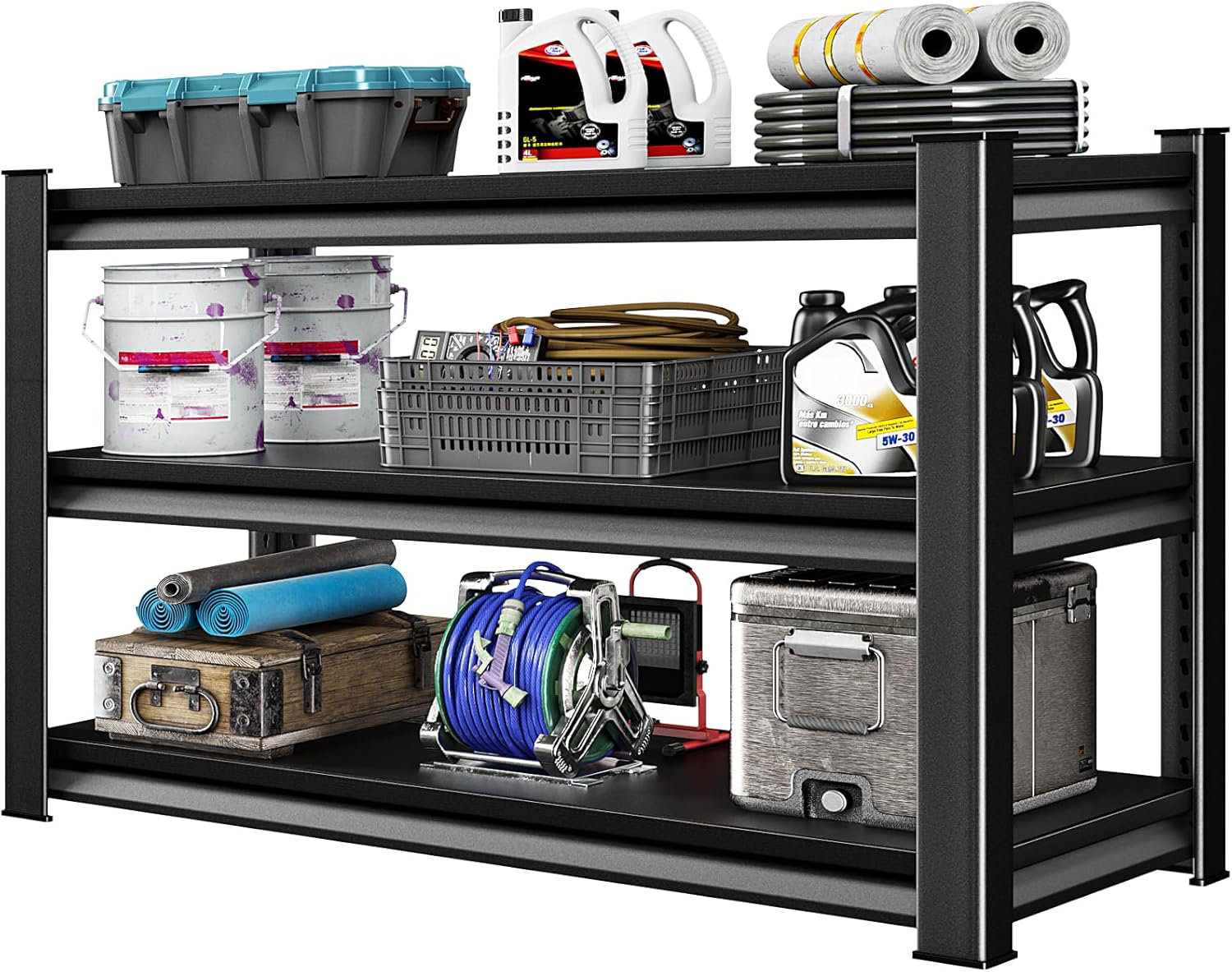 17 Stories Heavy Duty 3-Tier Metal Shelving Unit With Adjustable Height ...