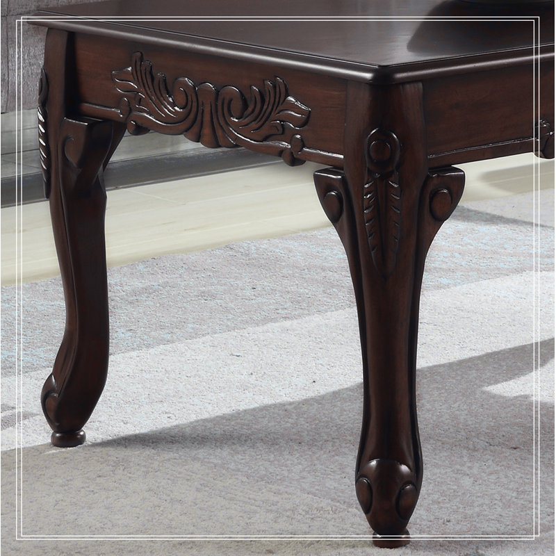 World Menagerie Traditional Ornate Detailing Dark Cherry Finish Wood ...