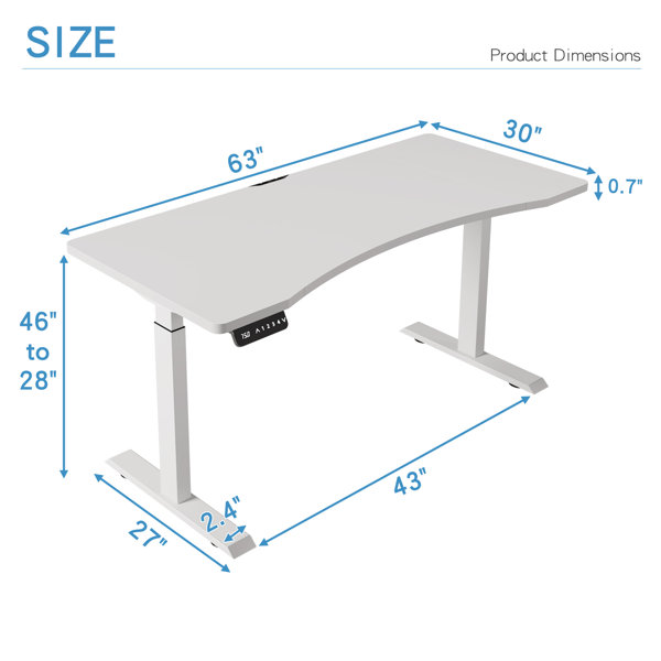 Inbox Zero Latysha Dual Motor Electric Height Adjustable Curved ...