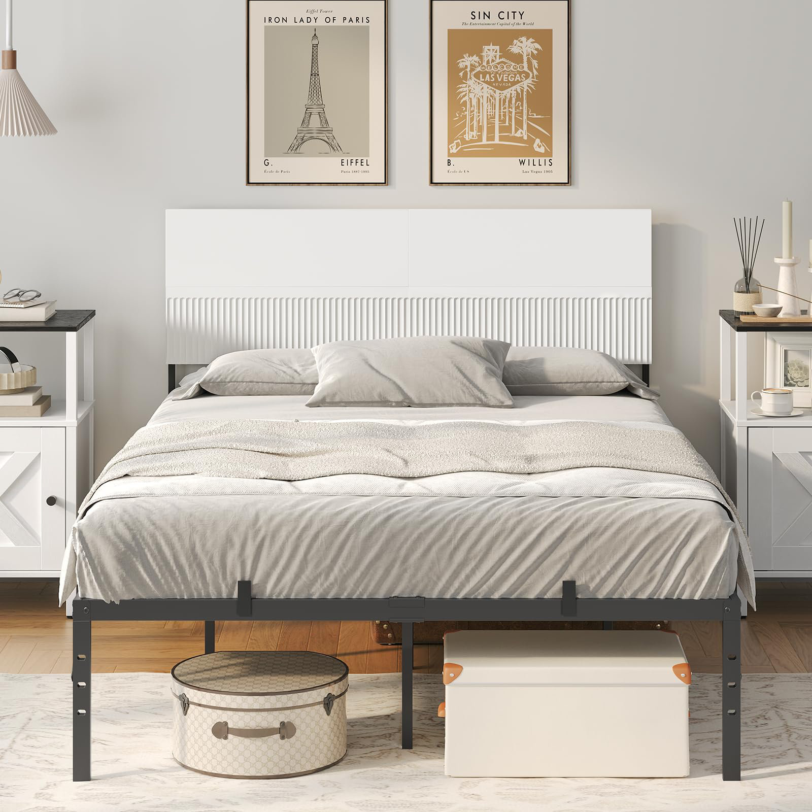 Fashion Finesse Full Size Headboard Only With Wavy Panel Design, Modern ...