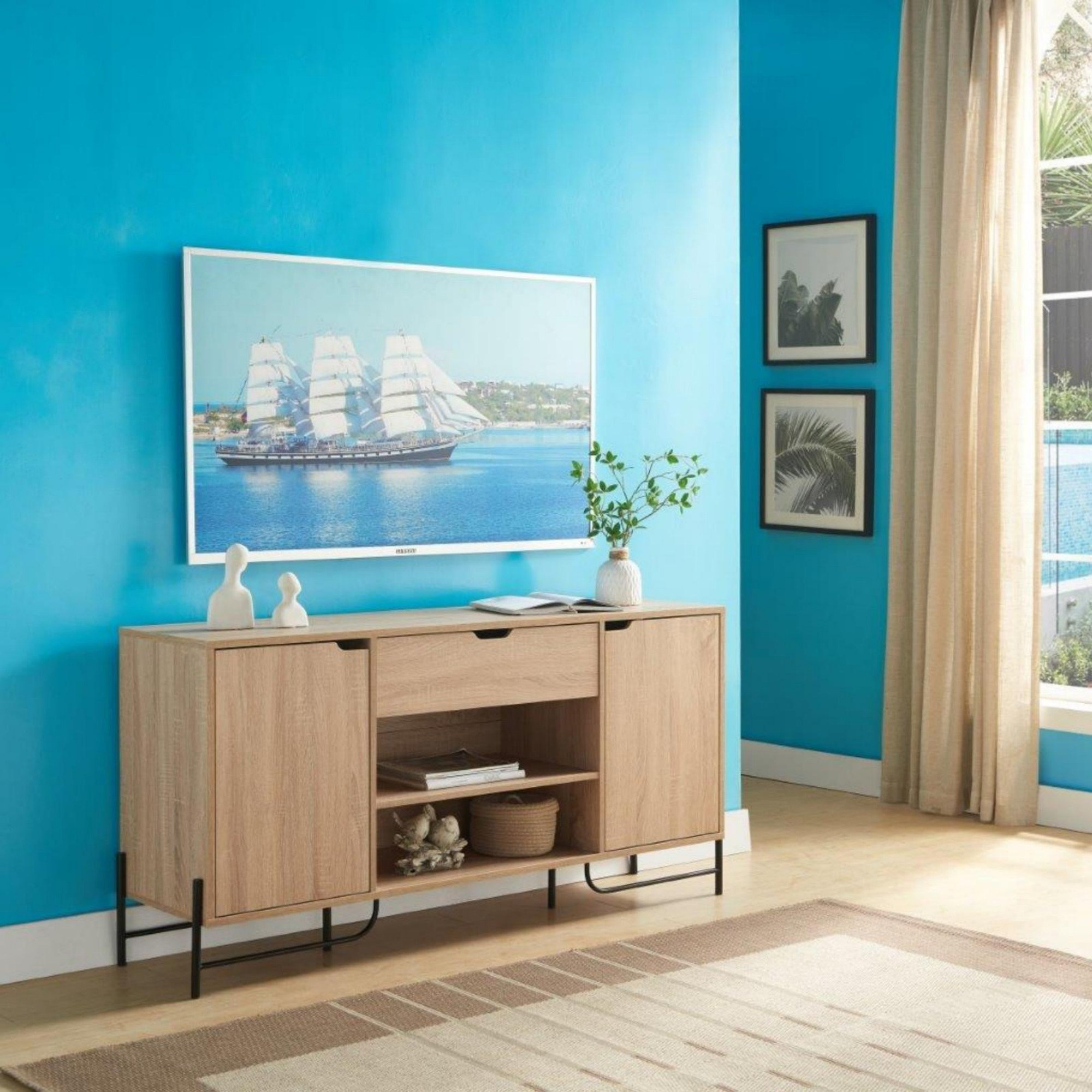 Latitude Run® Buffet Table with Metal Legs and Storage - Wayfair Canada