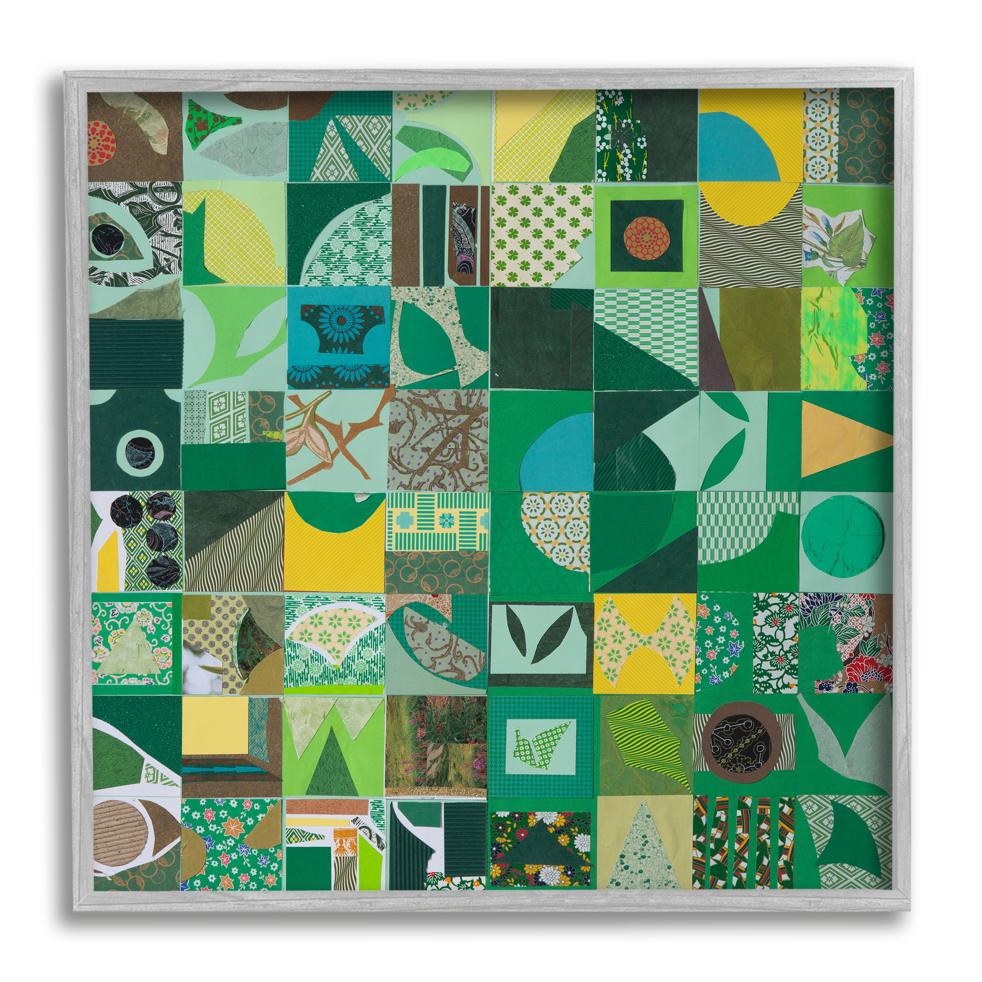 Stupell Industries Green Geometric Collage Framed On Wood by Pamela ...