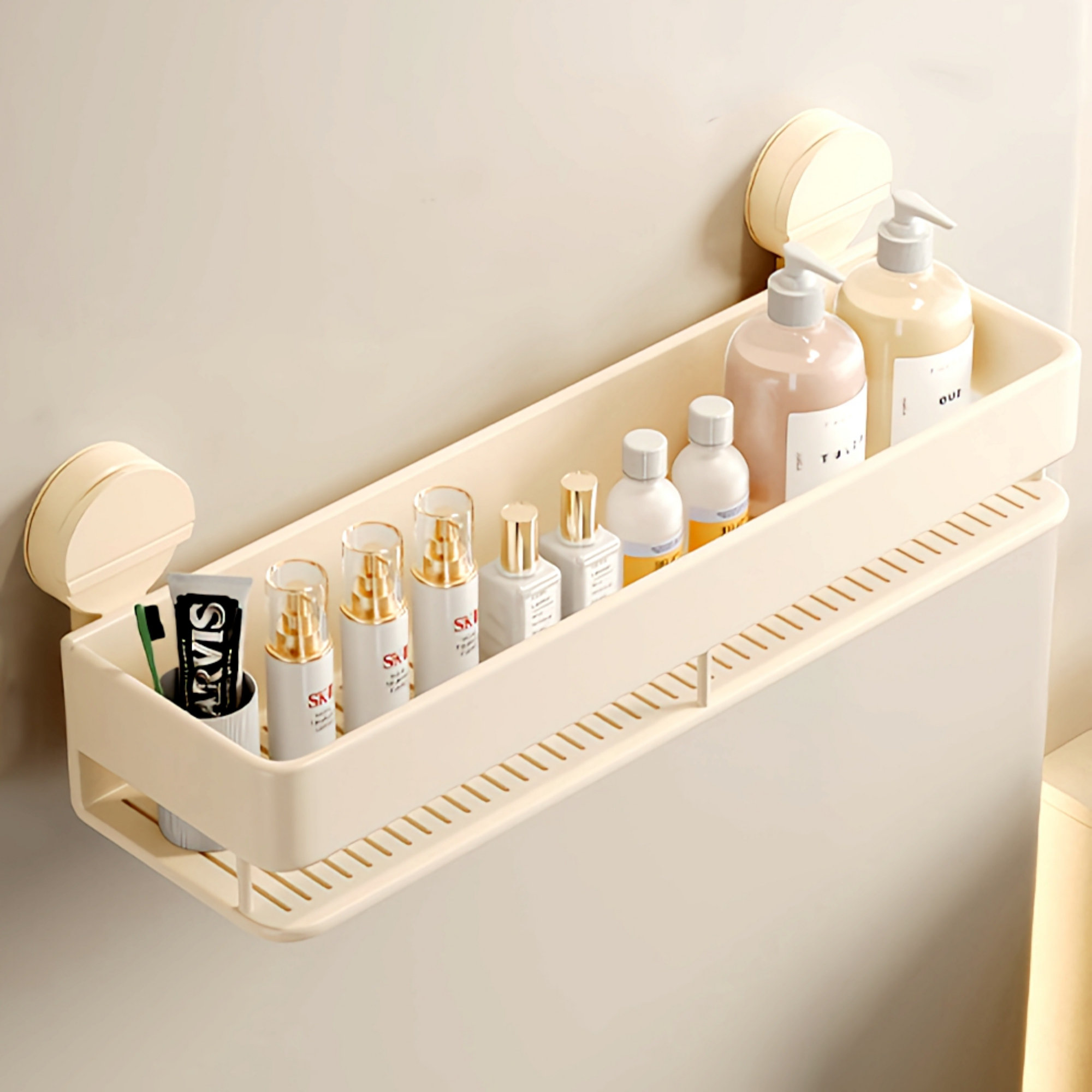Rebrilliant Non Perforated Suction Cup Storage Rack, Bathroom And ...