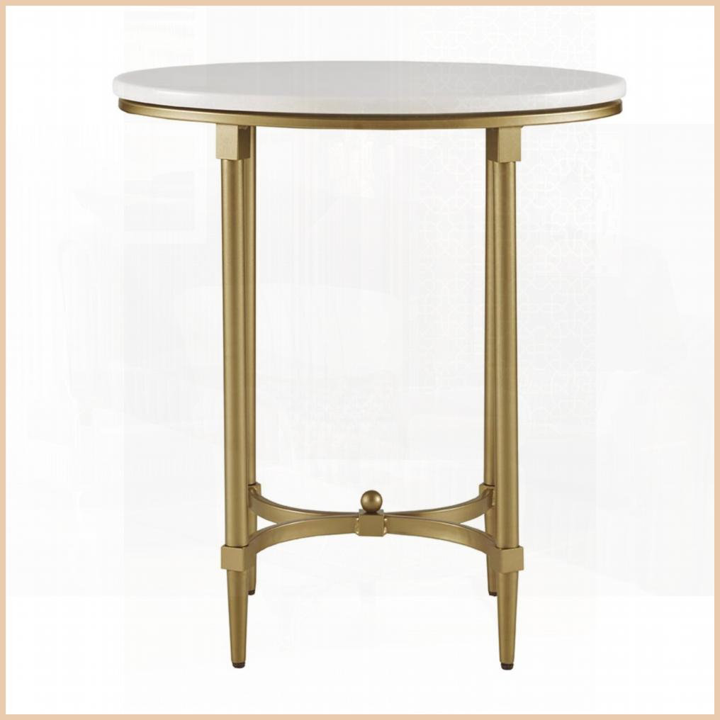 Everly Quinn Bordeaux Coffee Table with White Marble Top & Gold Metal ...