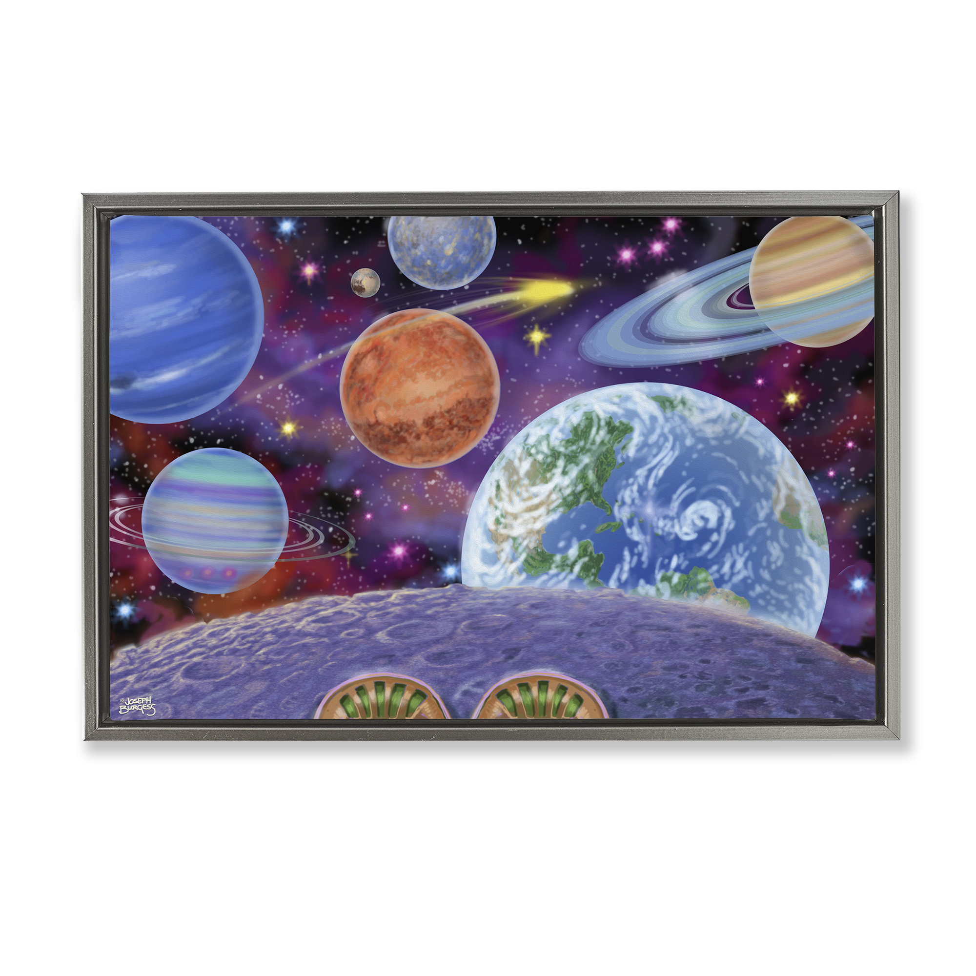 Ivy Bronx Moonwalker With View Of Planets Framed Floater Canvas Wall ...