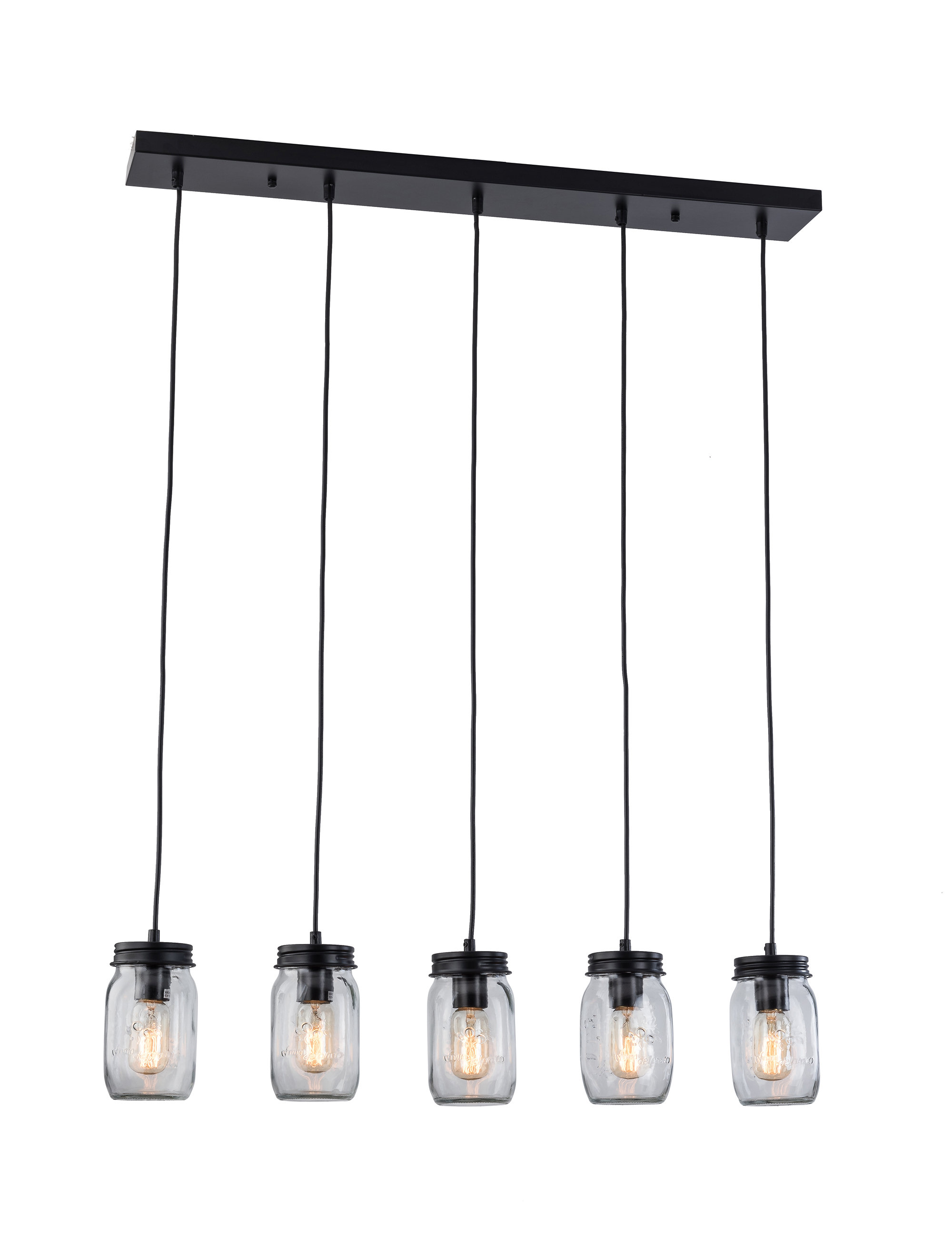 SIMPOL HOME Modern Linear Black Farmhouse Chandelier, 5-Light Seeded ...