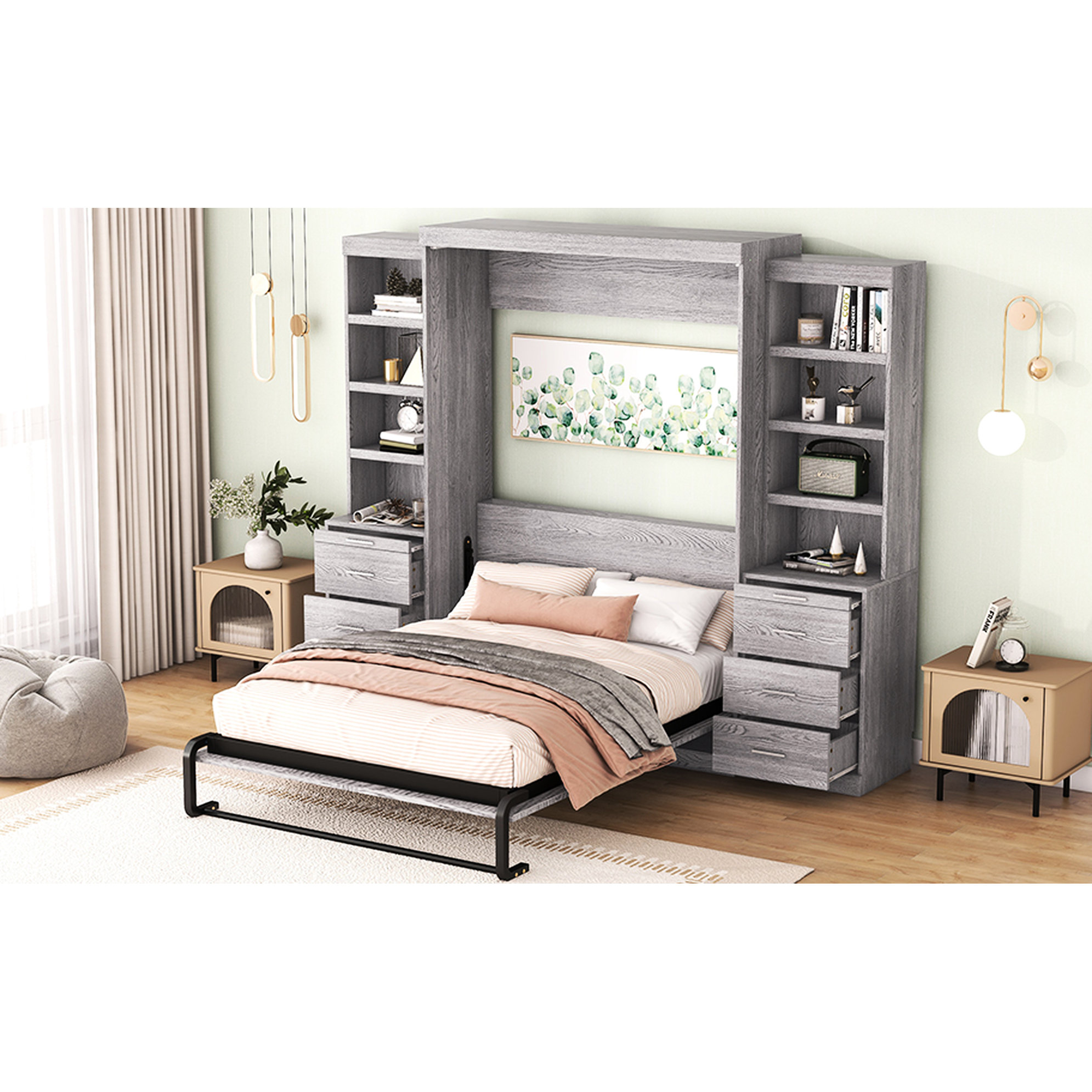 Latitude Run® Full Size Bed In Gray With Abundant Storage Options ...