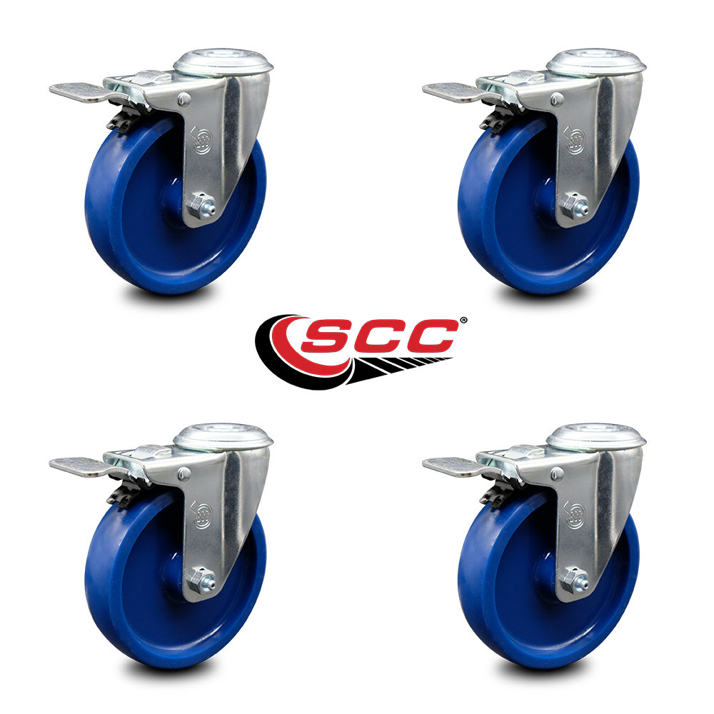 Service Caster Solid Polyurethane Swivel Bolt Hole Caster Set with ...