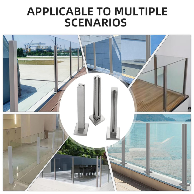 ERTCHUE RIED 39.4" Silver Stainless Steel Glass Railing Post System For ...