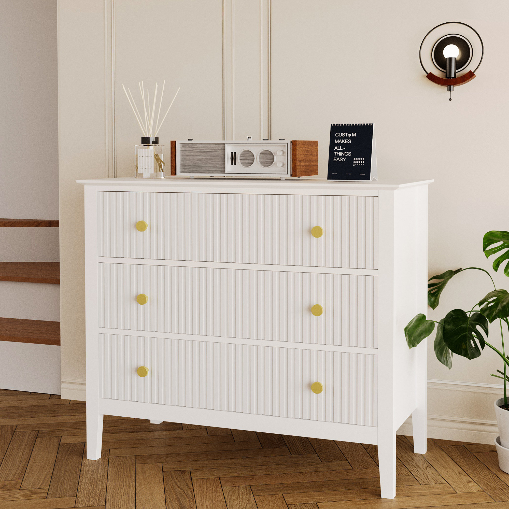 Winston Porter 3 Drawer Chest of Drawers Storage for Bedroom Living ...