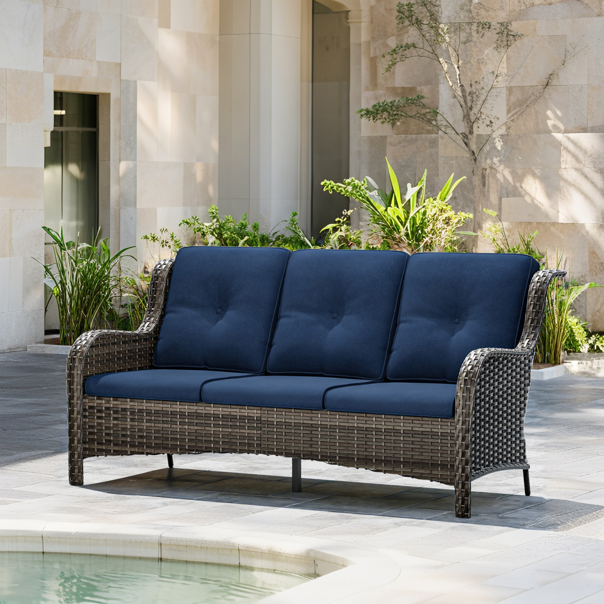 Red Barrel Studio® Anahit 73'' Wide Outdoor Wicker Reversible Patio ...