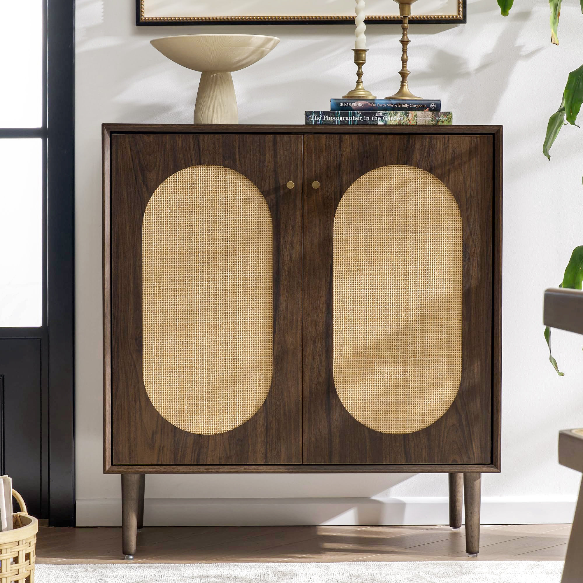 Bay Isle Home™ Sideboard Storage Cabinet With Natural Rattan 2-Door ...