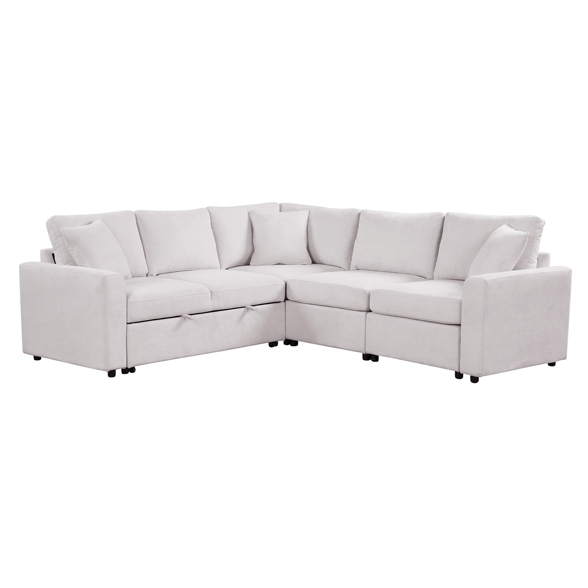 Latitude Run® 4-Seat L-Shaped Modular Sofa With Thick Backrest And Seat ...