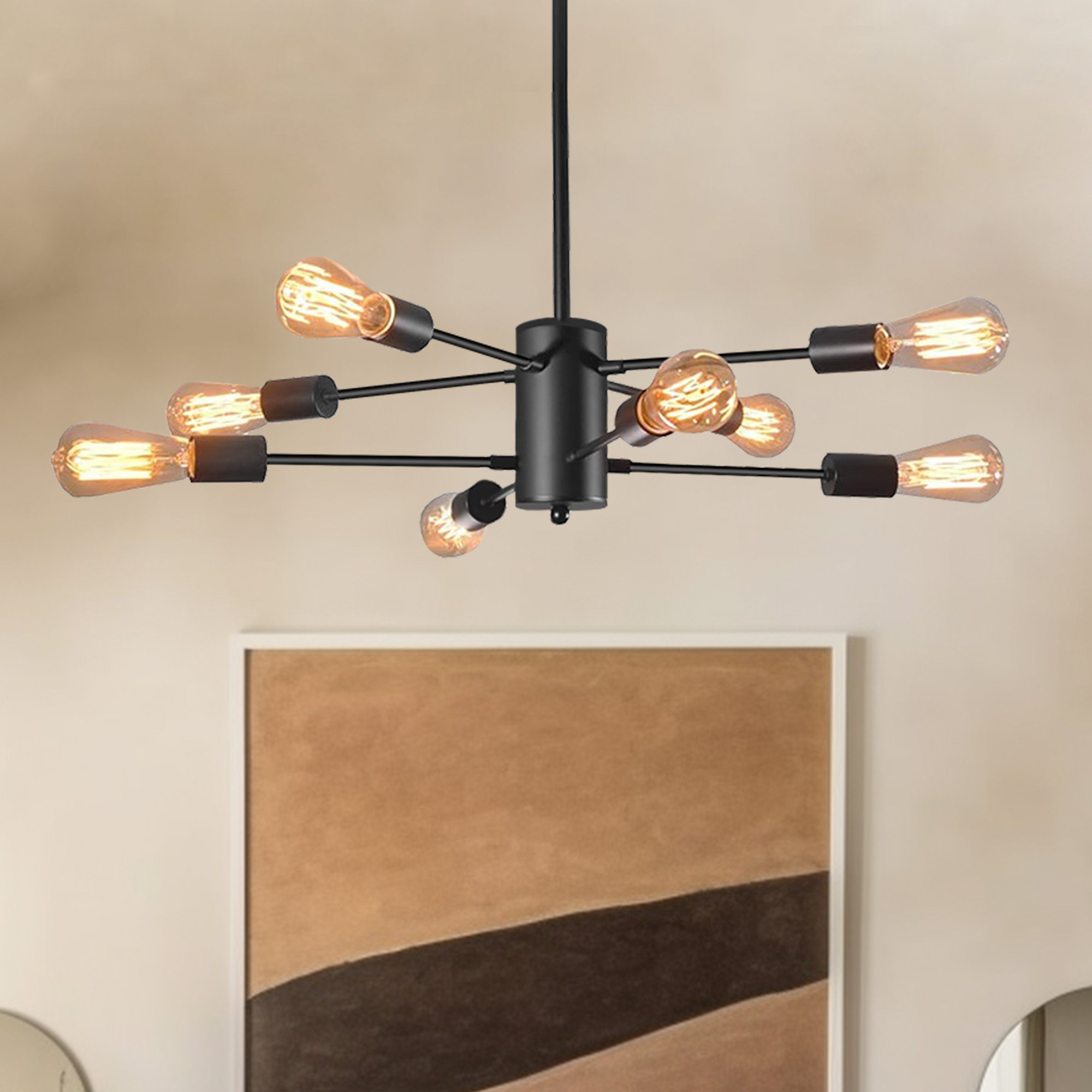 George Oliver Isador 8-Light Dimmable Sputnik Chandelier Modern Linear ...