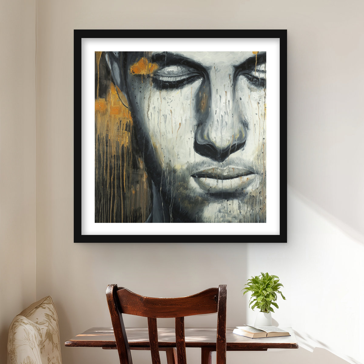 Lark Manor™ Abstract Man Face - Framed Matted Print for Home Decor ...