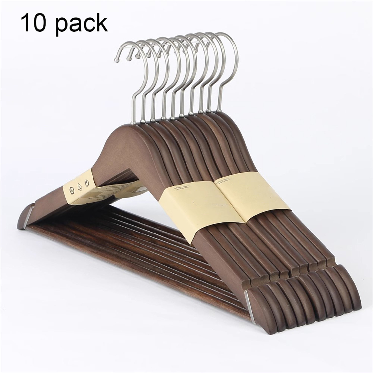 Rebrilliant Luxe Retro Oak Wood Hangers - Walnut-Toned Snag-Free ...