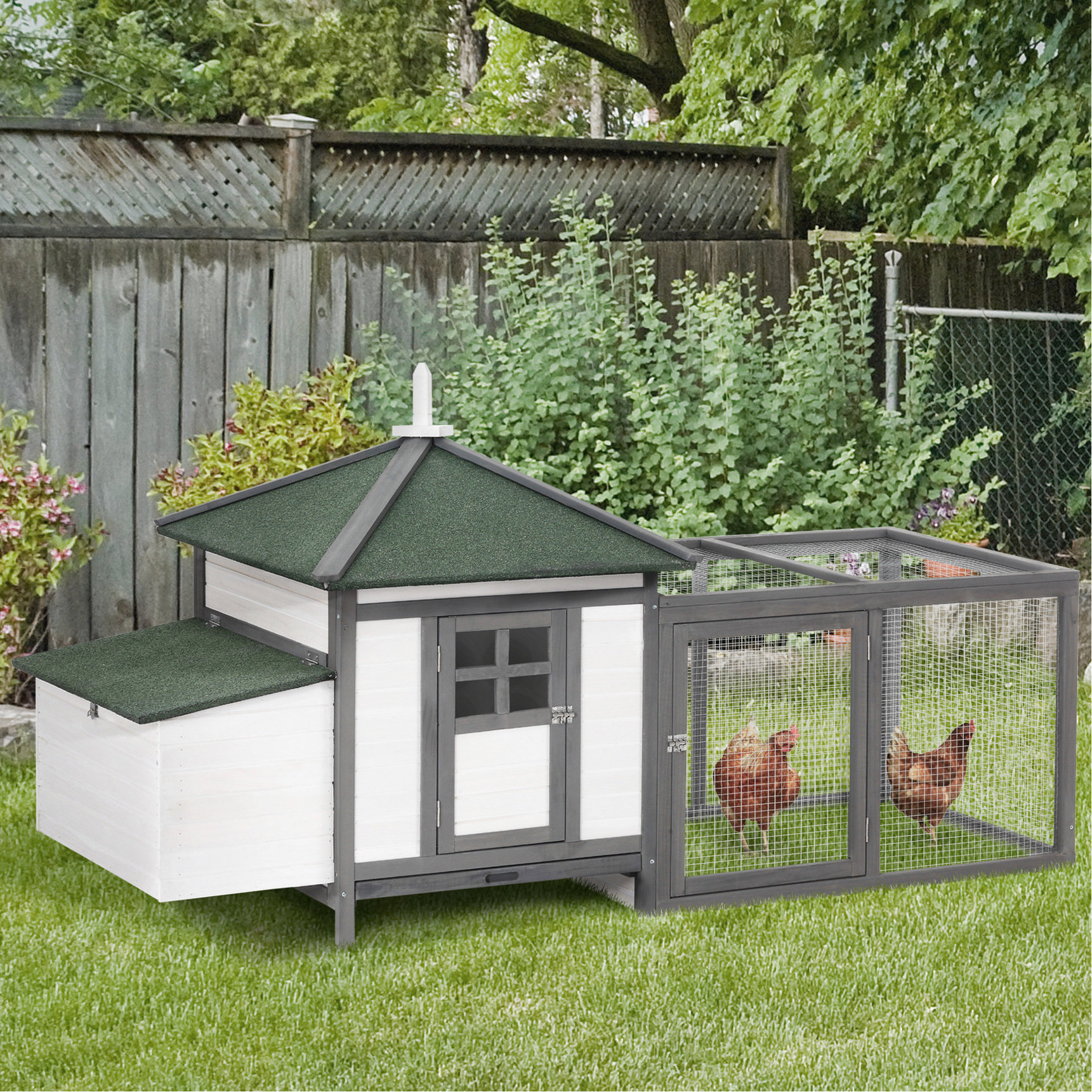 Tucker Murphy Pet™ 77" Wooden Chicken Run With Nesting Zone, Easy Coop ...