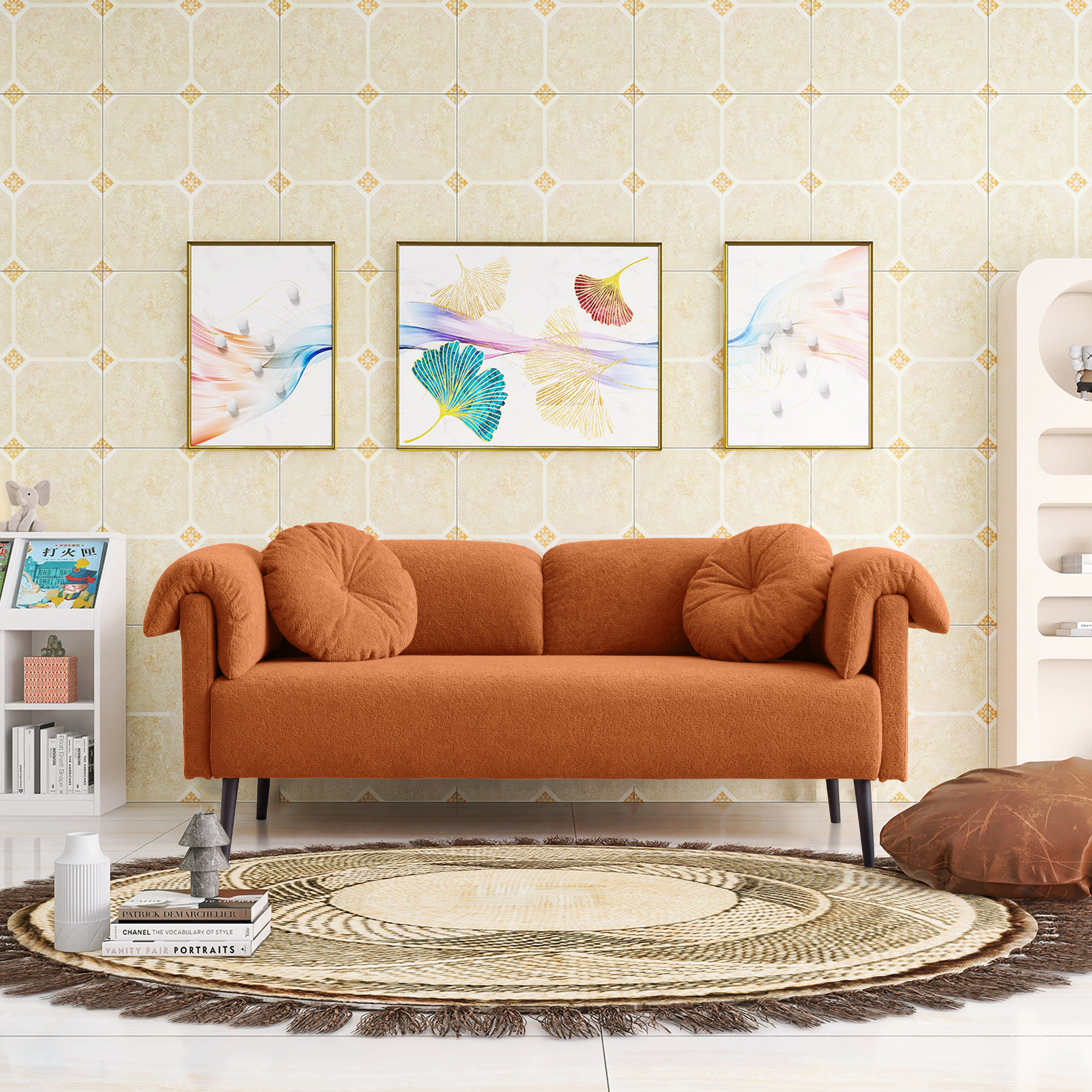 George Oliver Kirra 68.5'' Comfy Sofa Modern Lamb Wool Loveseat Couch ...