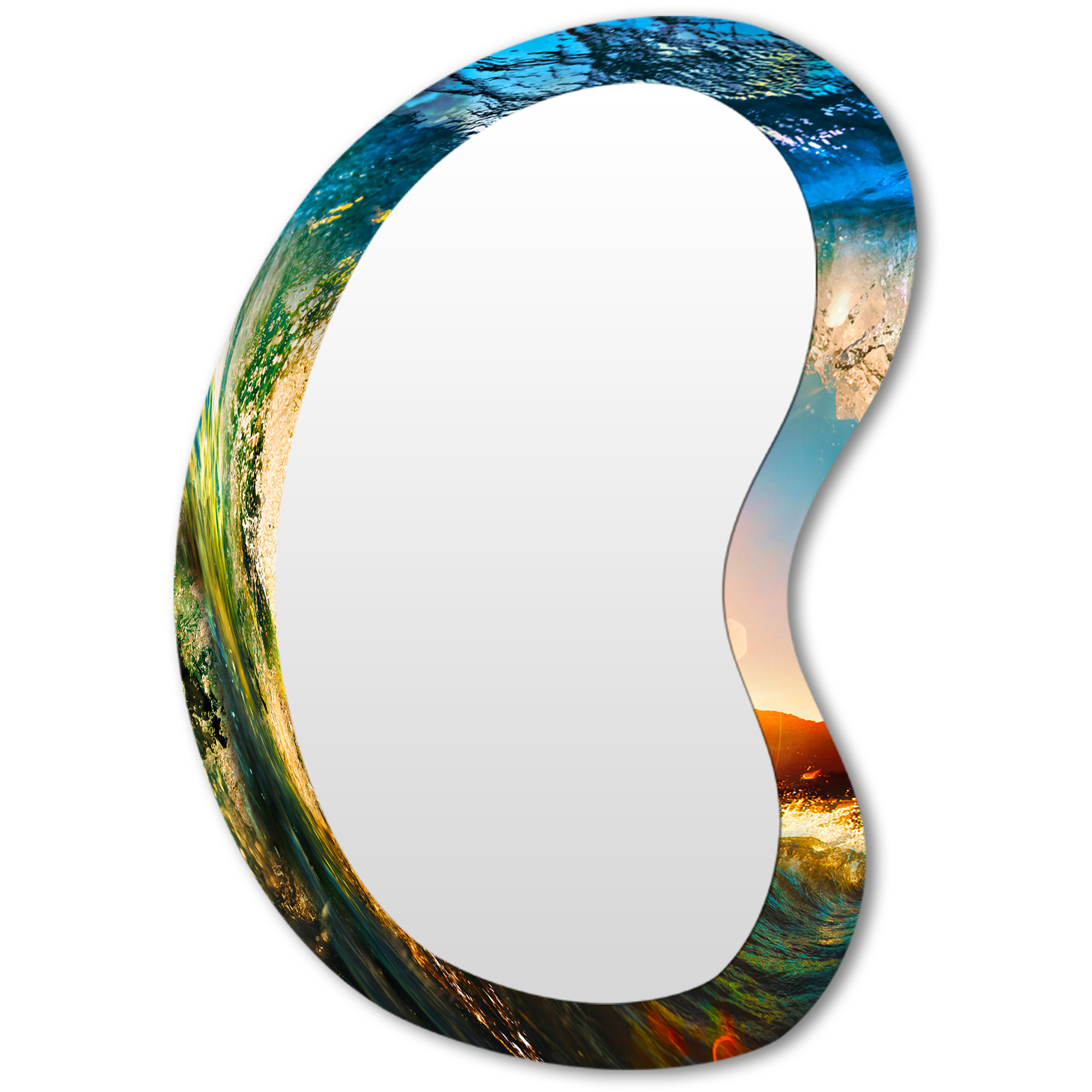 Ivy Bronx Colored Ocean Waves Falling Down - Coastal Metal Art Decor ...