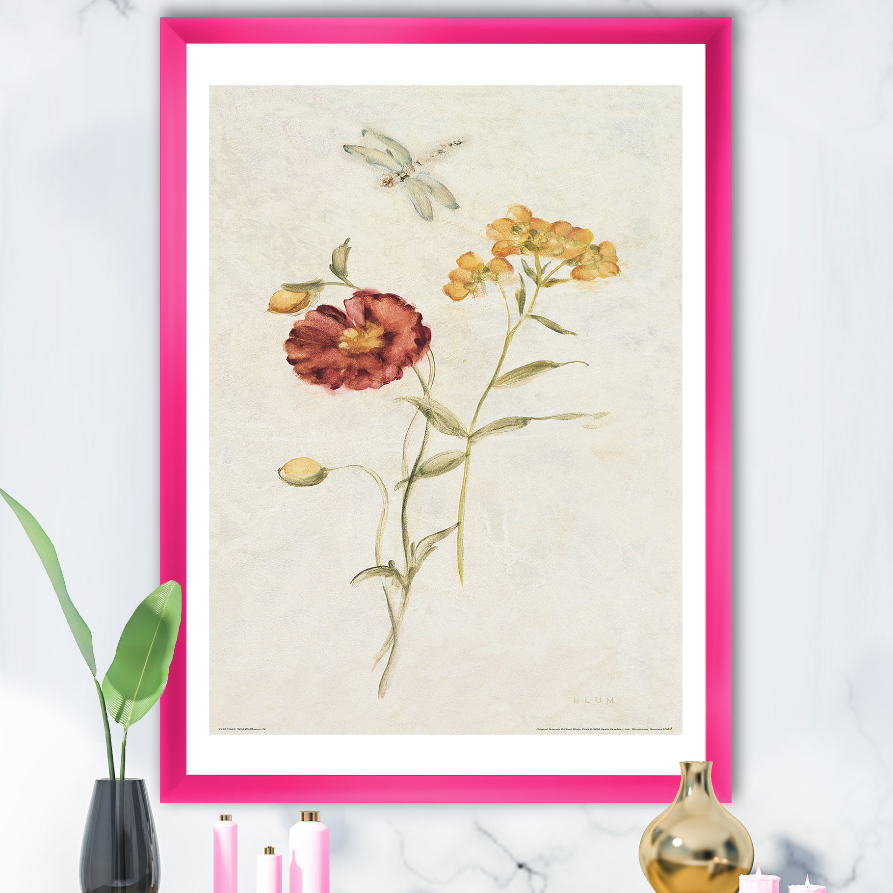 East Urban Home 'Wild Simple Wallflowers III' - Picture Frame Print on ...