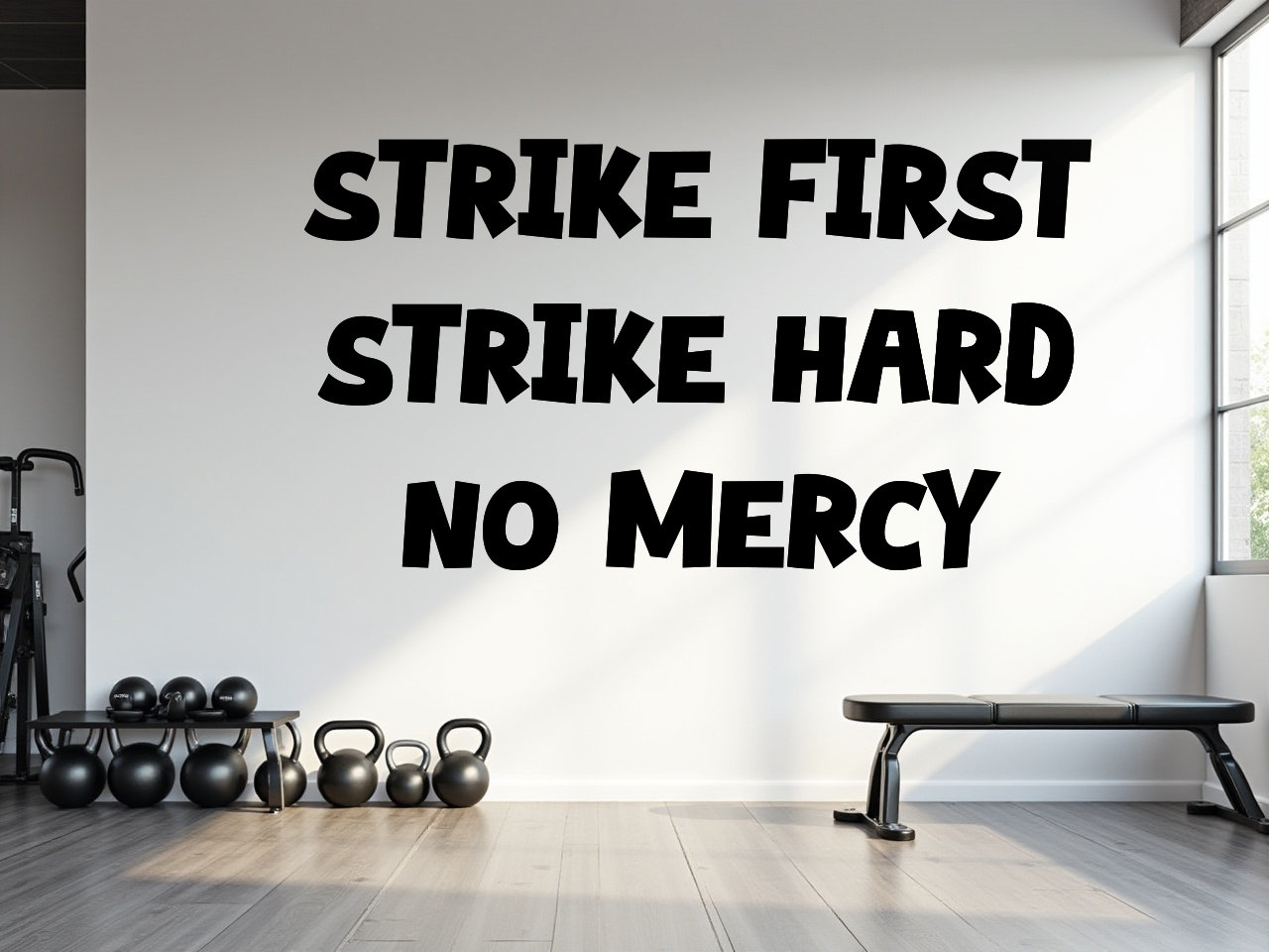 Trinx Strike First Strike Hard No Mercy Gym Wall Decal Fitness Karate ...