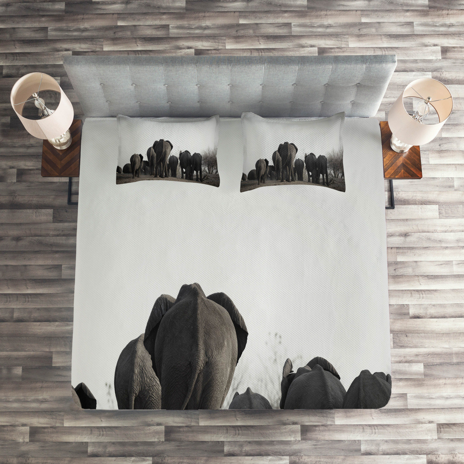 Ambesonne Elephant Gray Microfiber Eclectic Coverlet / Bedspread Set ...