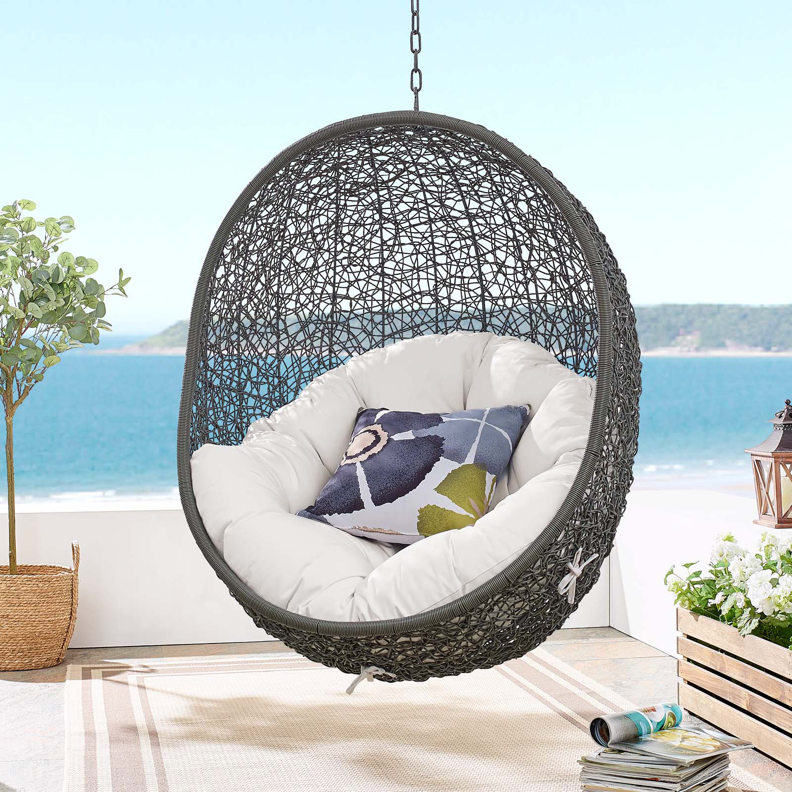 Modway Hide Sunbrella Fabric Swing Outdoor Patio Lounge Chair without ...
