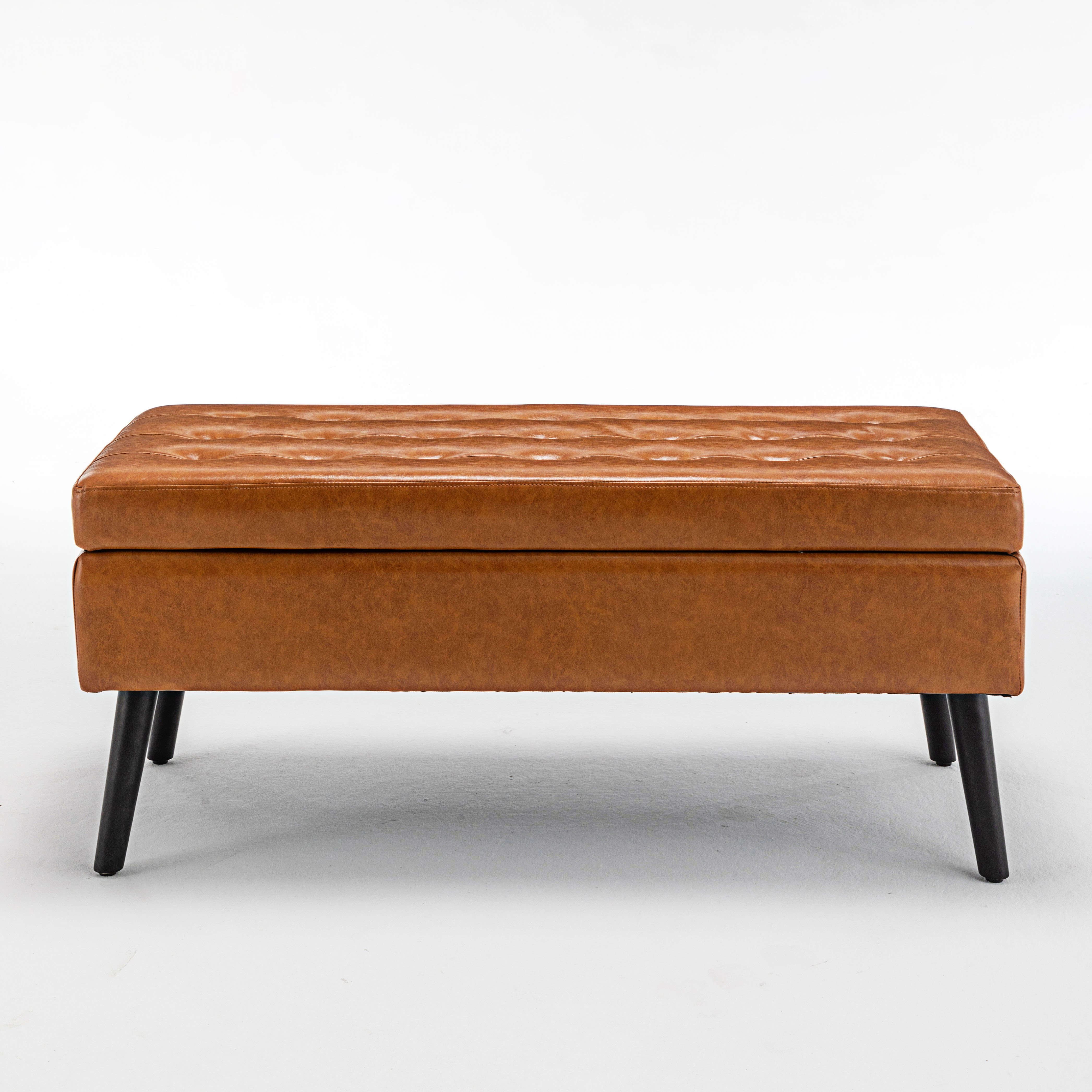 Mercer41 Leopoldine Faux Leather Upholstered Storage Bench | Wayfair