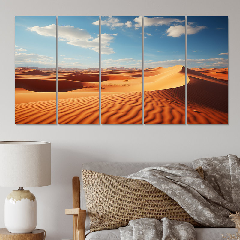 Union Rustic Beige Blue Indian Art Golden Desert 5 Pieces | Wayfair
