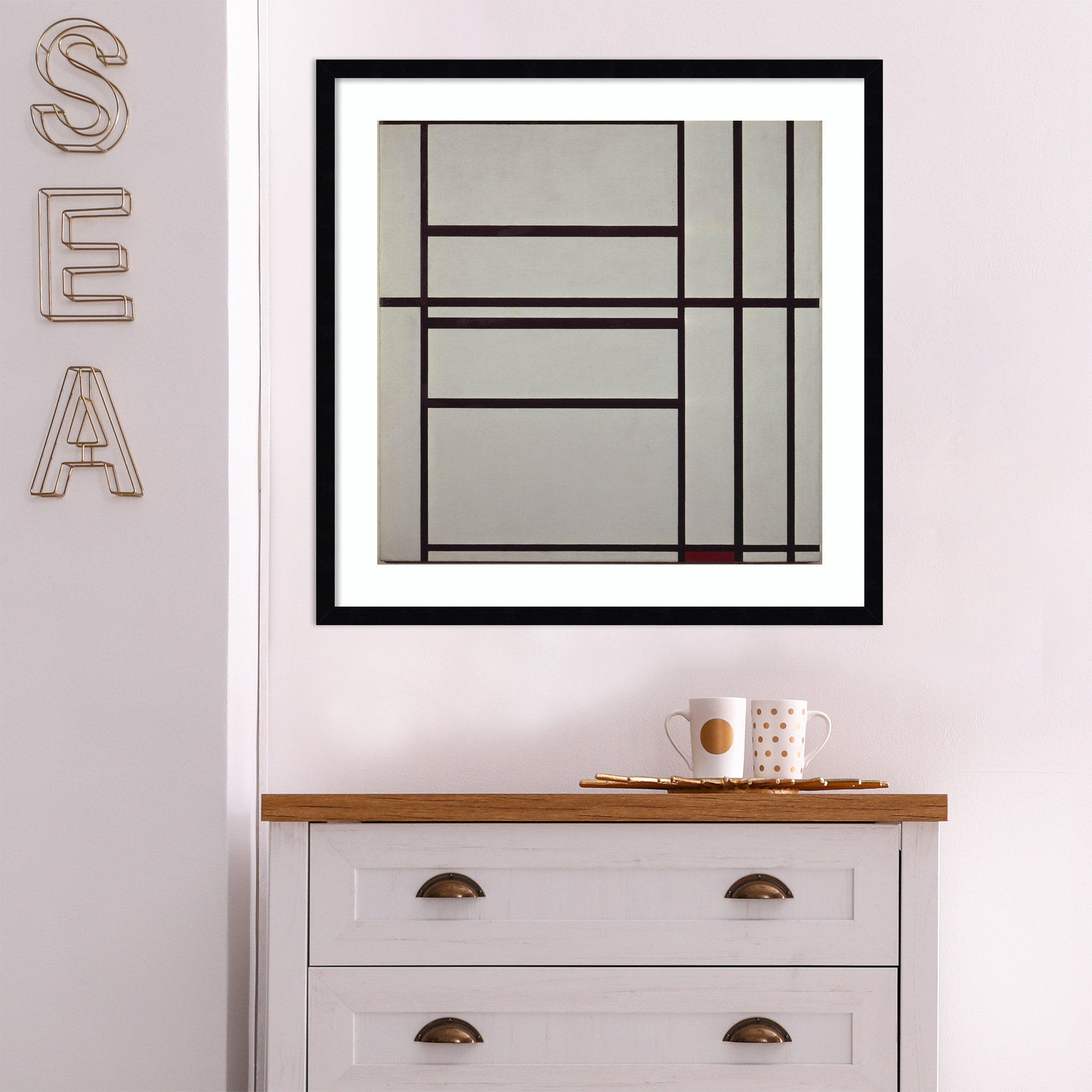 Brayden Studio Bilek Composition No 1 with Gray and Red by Piet ...