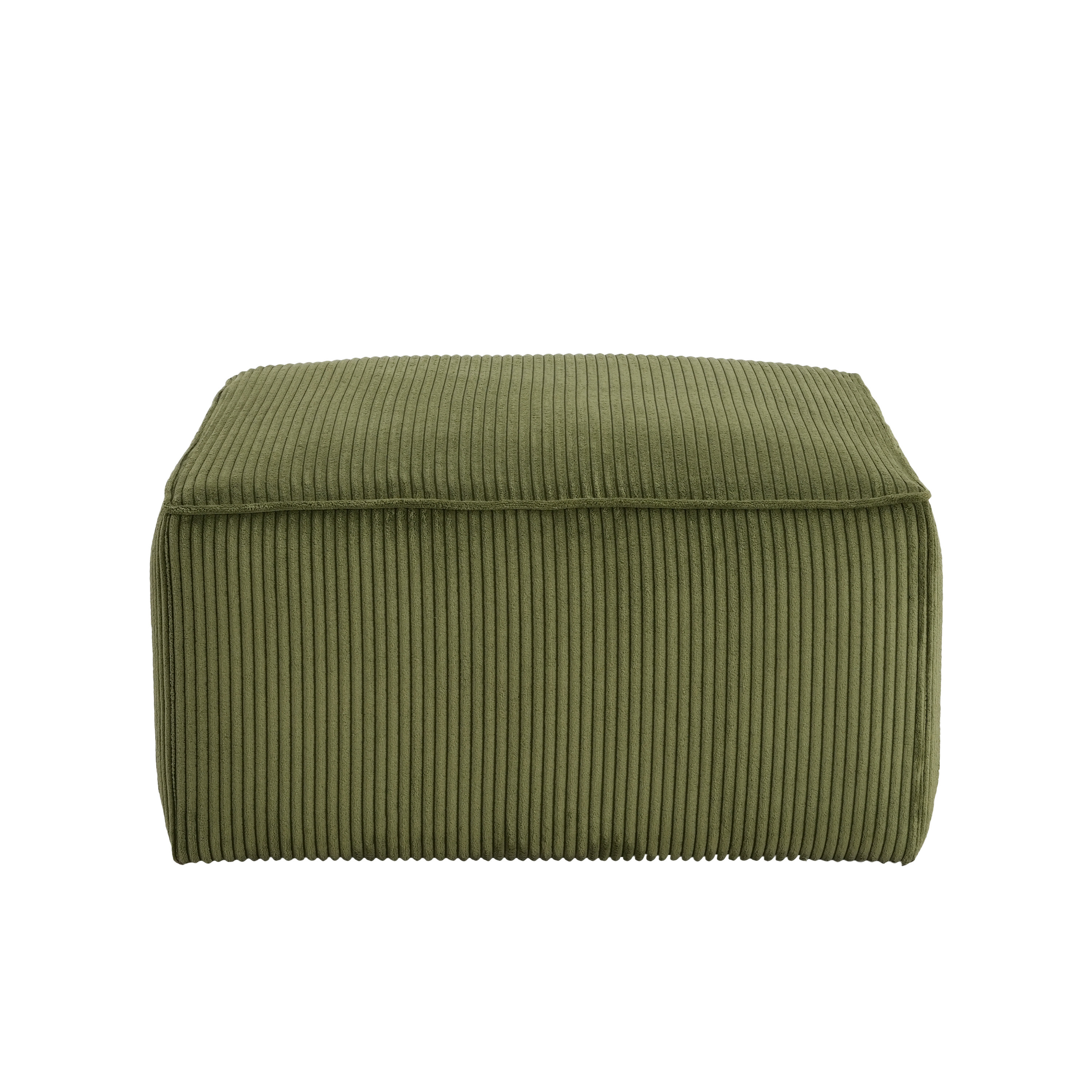 Everly Quinn ISABELLA Olive Green Corduroy Square Ottoman - Modern ...