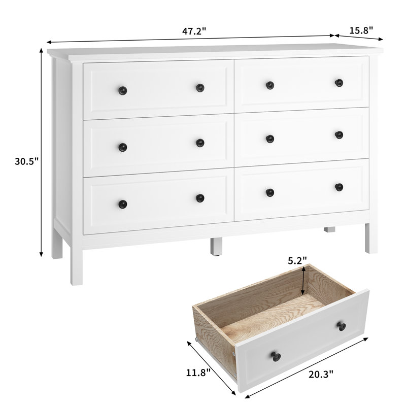 Wildon Home® Dateland 6 Drawer 47" W Double Dresser & Reviews | Wayfair