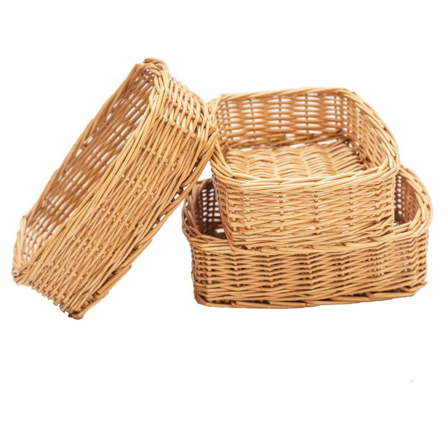 Bay Isle Home™ Small rectangular wicker basket, 3 storage compartments ...