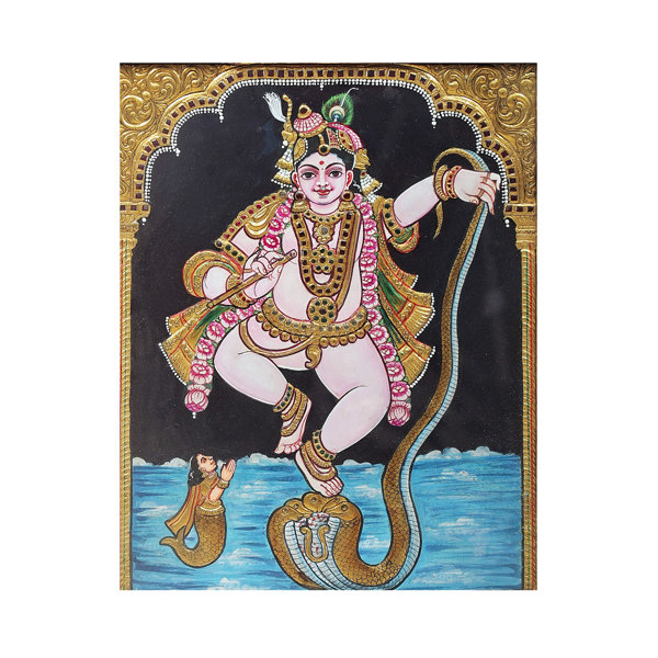 Exotic India Lord Krishna Dancing On Serpent Kaliya Tanjore ...