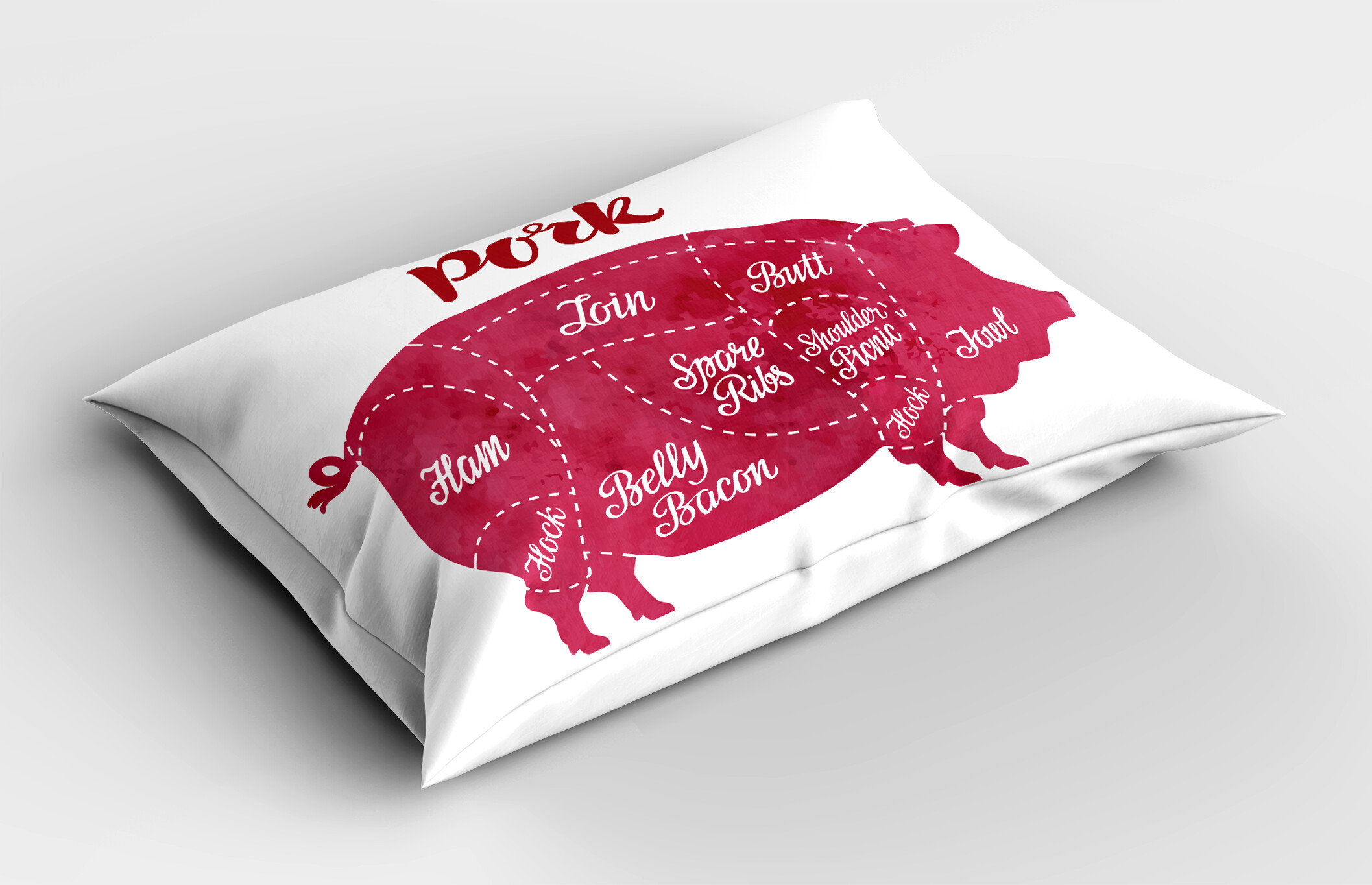 Ambesonne Bacon Pillow Sham 2 Pack Cutting Pig Meat Diagram Magenta Red ...